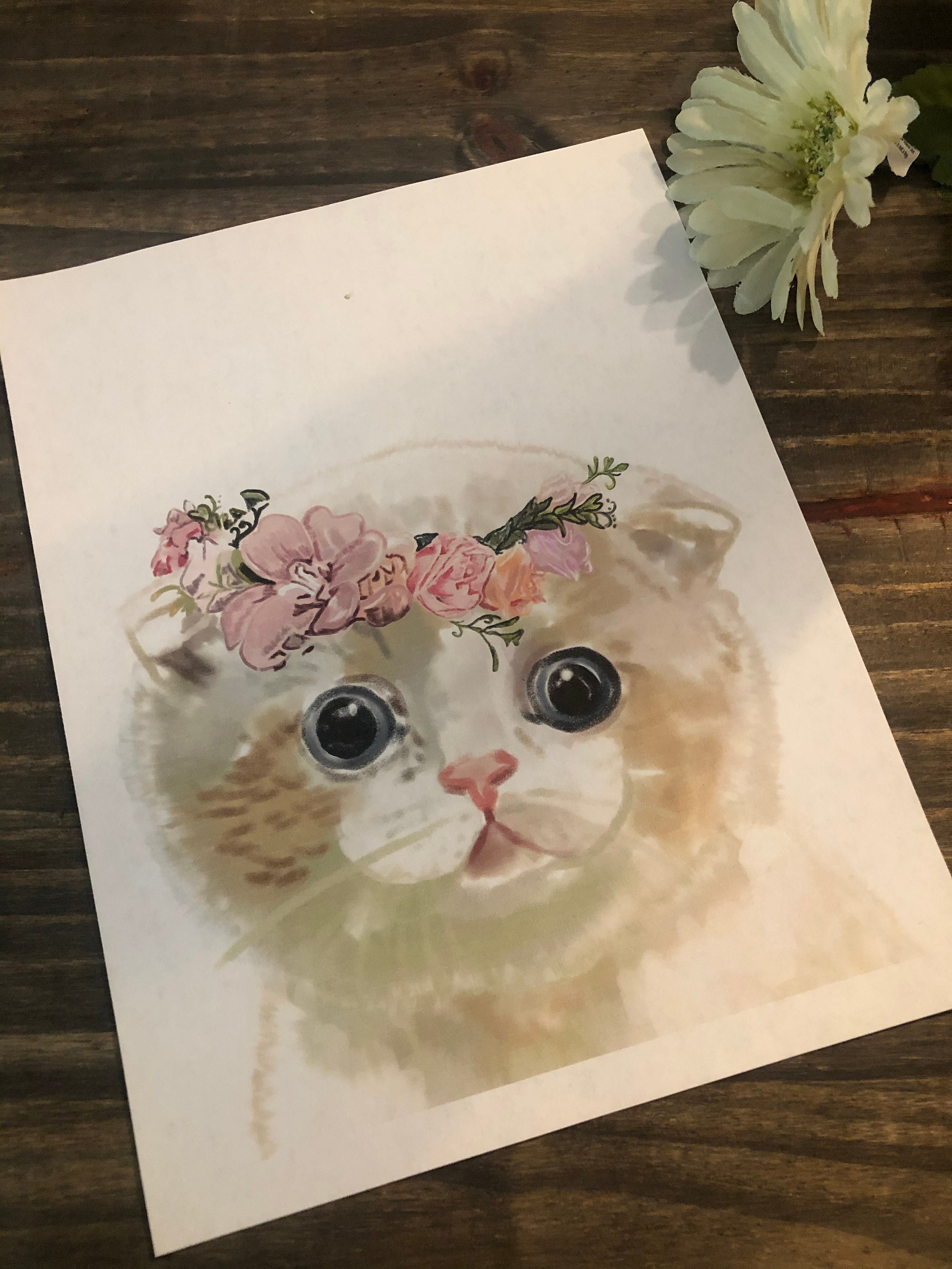 Kitten Printable- Fluffy Kitten Printable- White Kitten Print- White ...