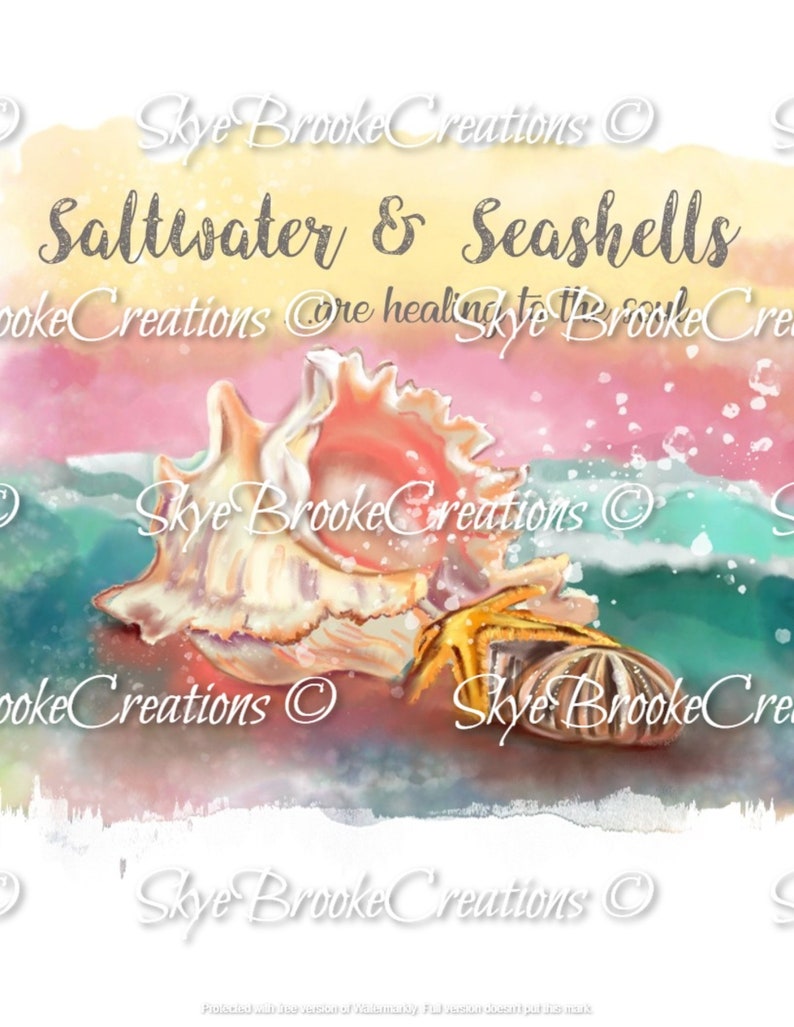 Seashell art coastal printable coastal beach printable | Etsy