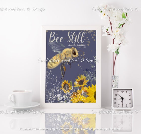 Bee printable art shabby chic bible verse print honey bee | Etsy