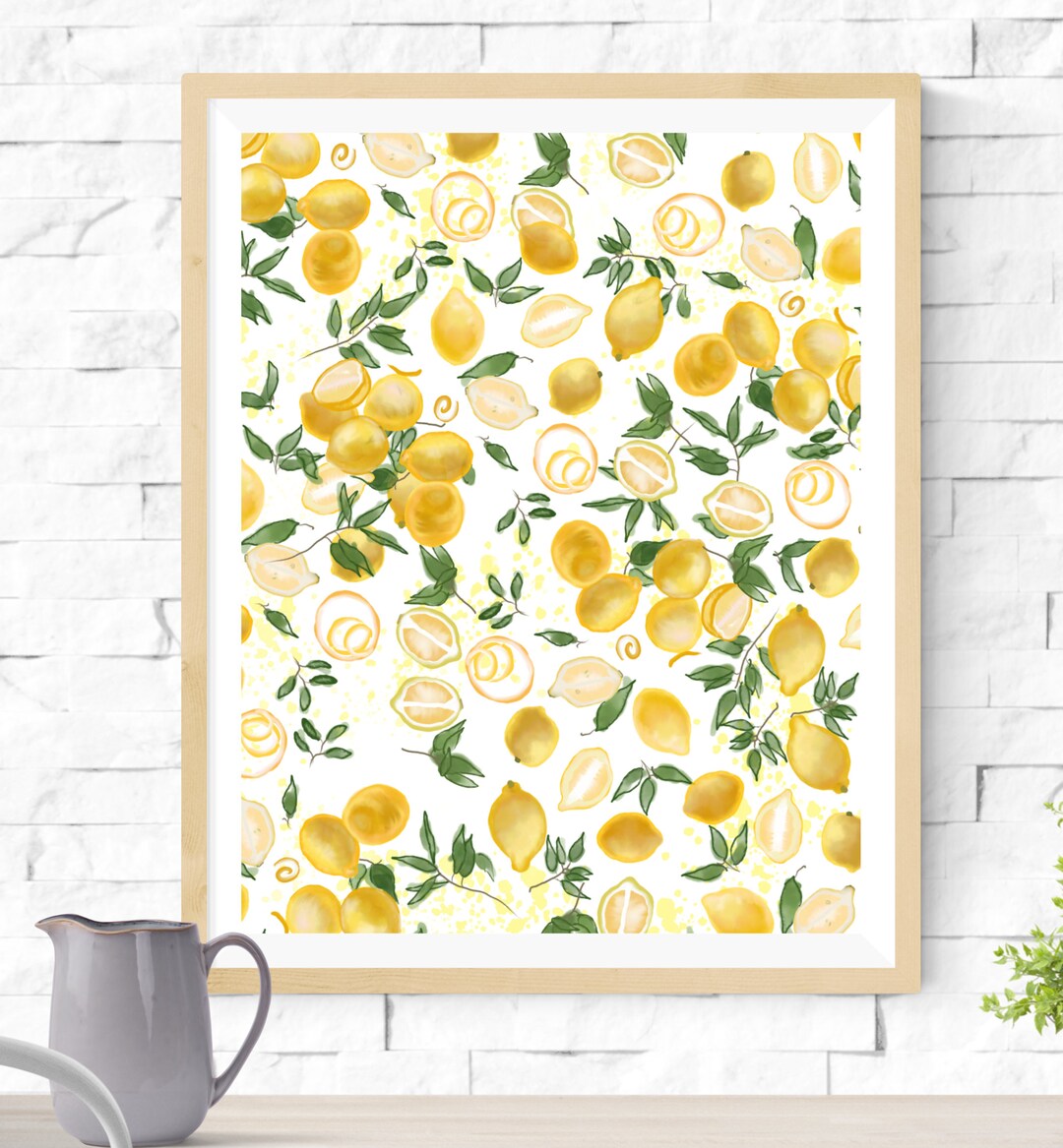 Lemon Art- Lemon Print - Summer Prints -lemon Patterned Print- Party ...