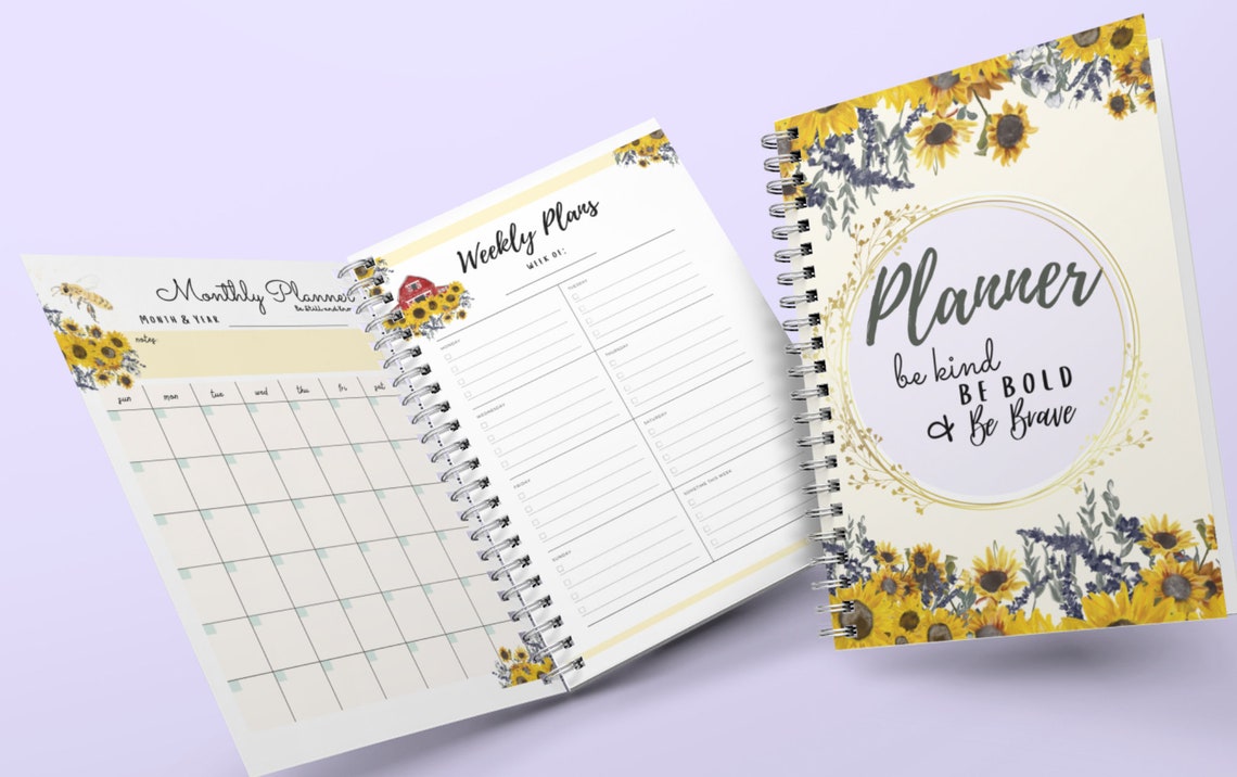 Printable Planner-shabby Chic Planner Pages Sunflower - Etsy