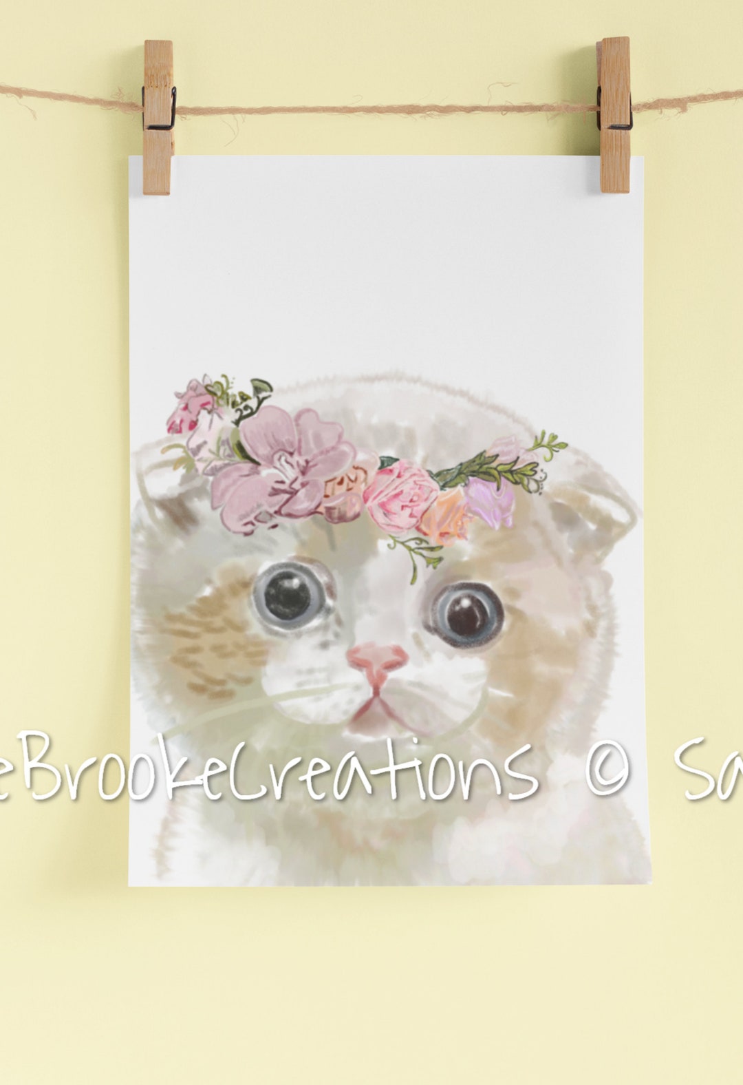 Kitten Printable- Fluffy Kitten Printable- White Kitten Print- White ...