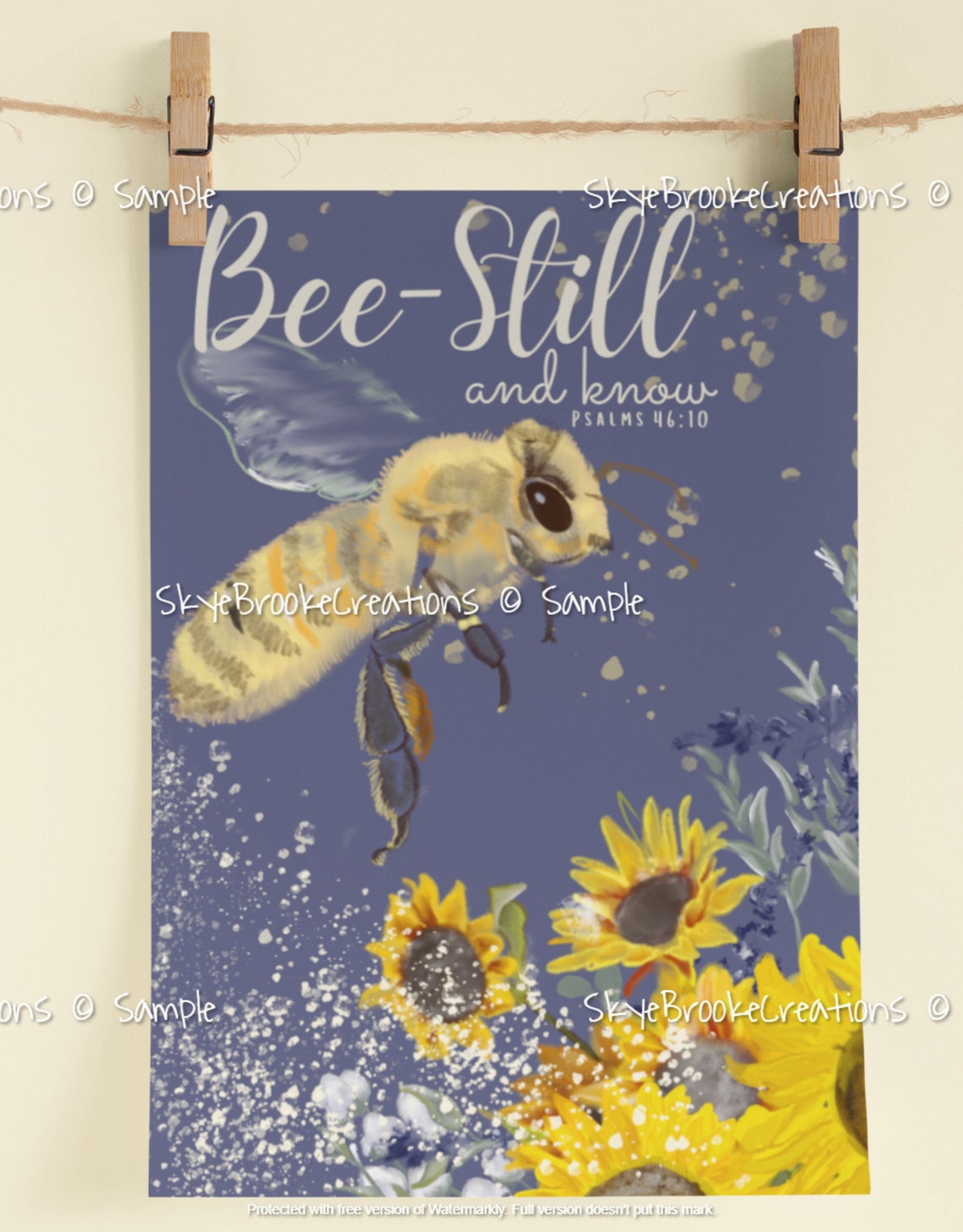 Bee Printable Art- Shabby Chic- Bible Verse Print -honey Bee Printable ...