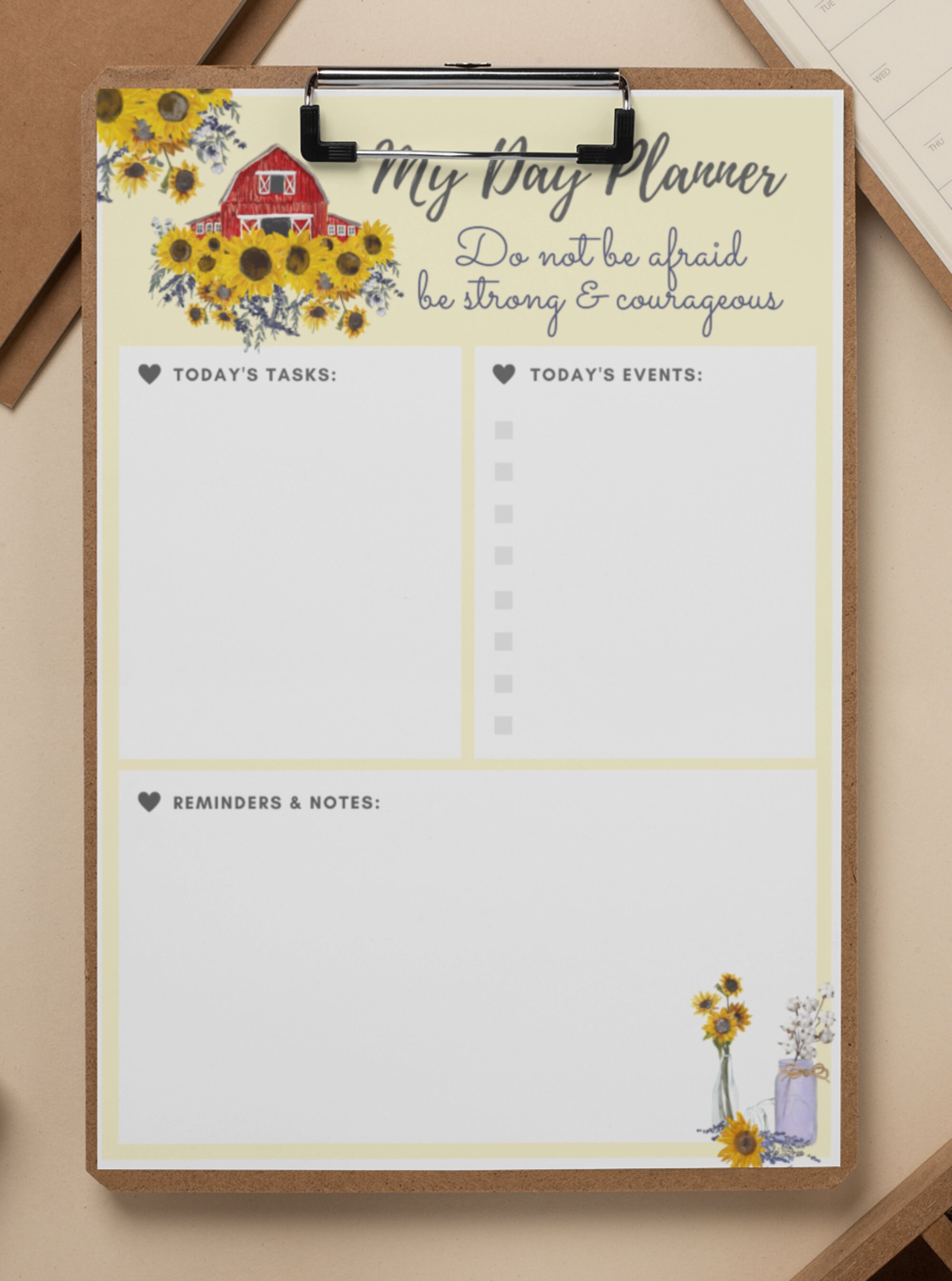 Printable Planner-shabby Chic Planner Pages- Sunflower Calendar ...