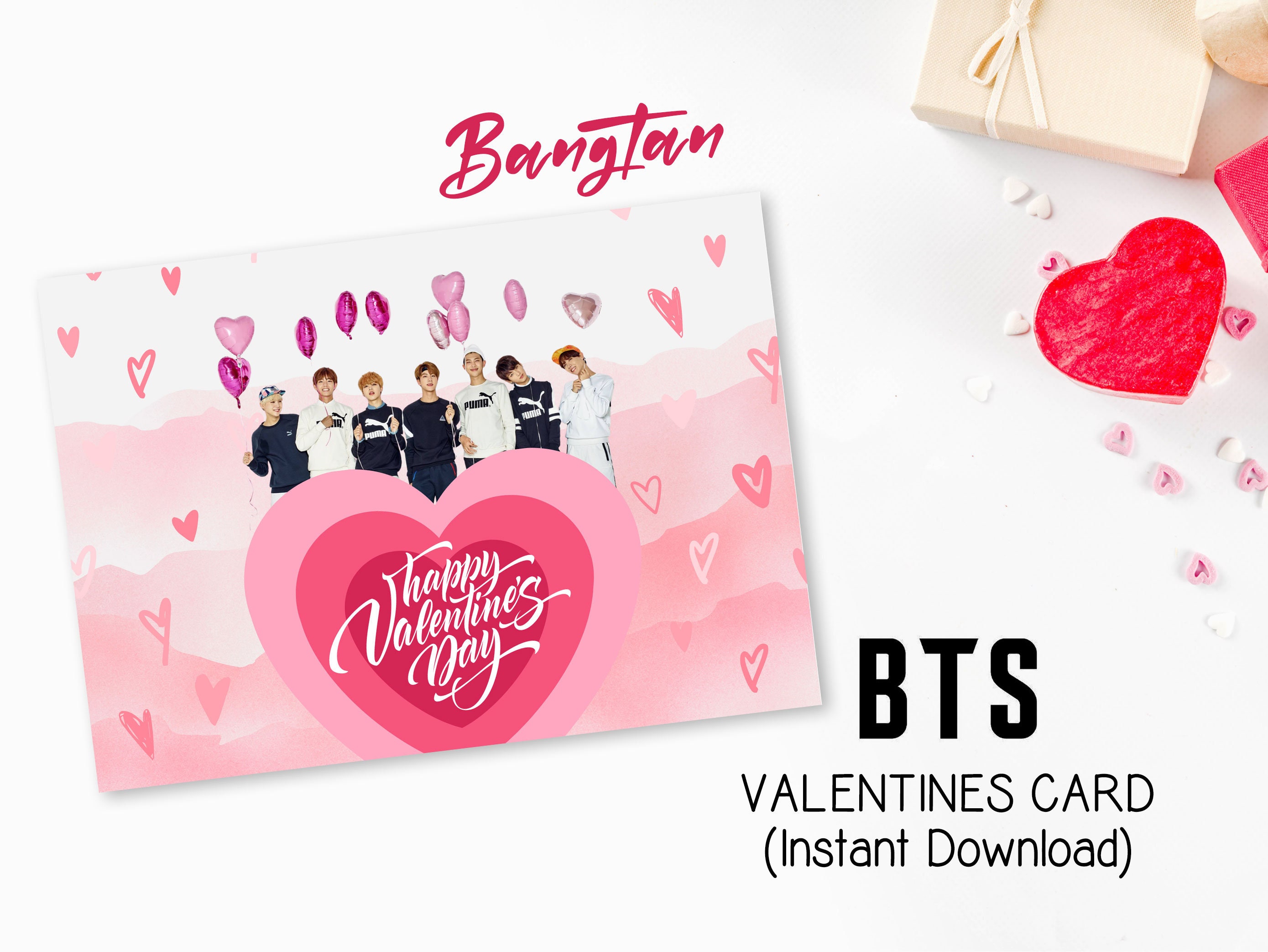 BTS Valentines Card | BTS Digital Download | BTS Print | Bangtan Card ...