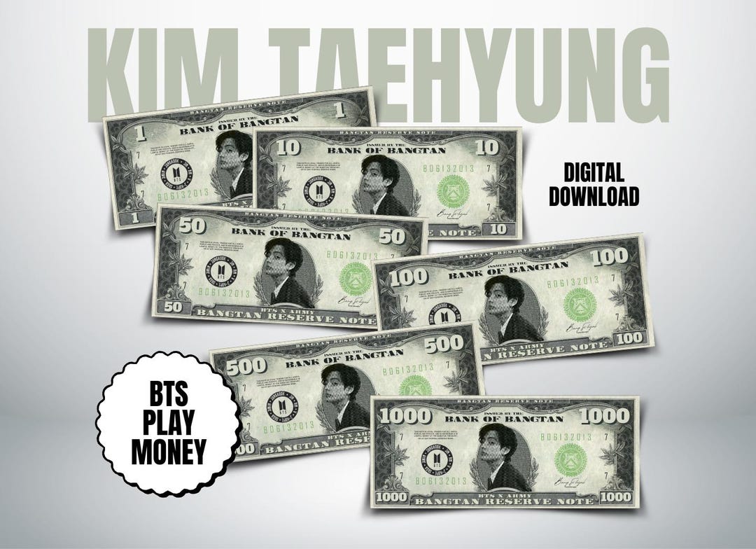 Printable Taehyung Bangtan Bucks Play Money | BTS Fan Play Cash | OT7 K ...