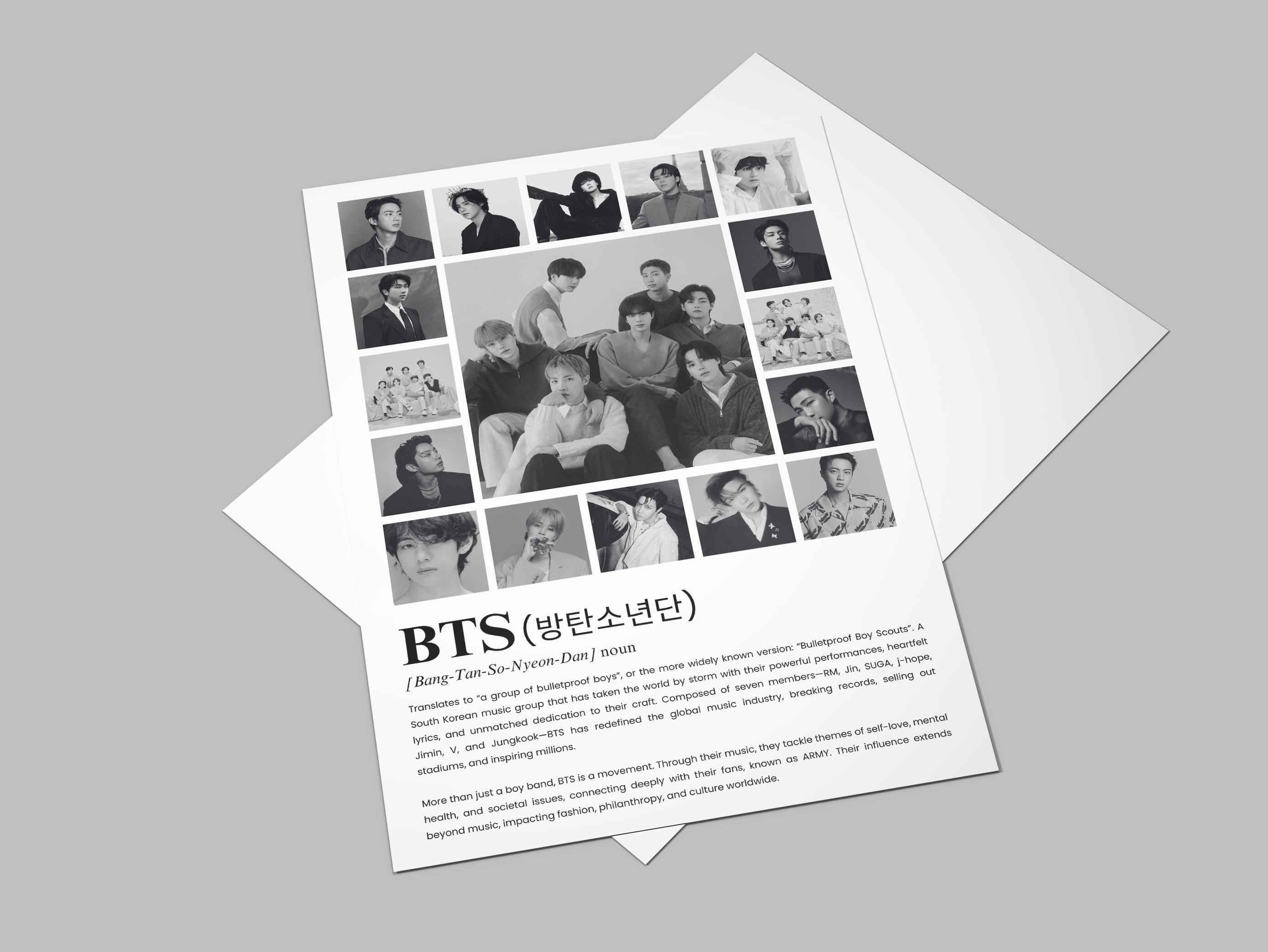 BTS Definition Editable Photo Collage Canva Template | BTS Photo Gift ...