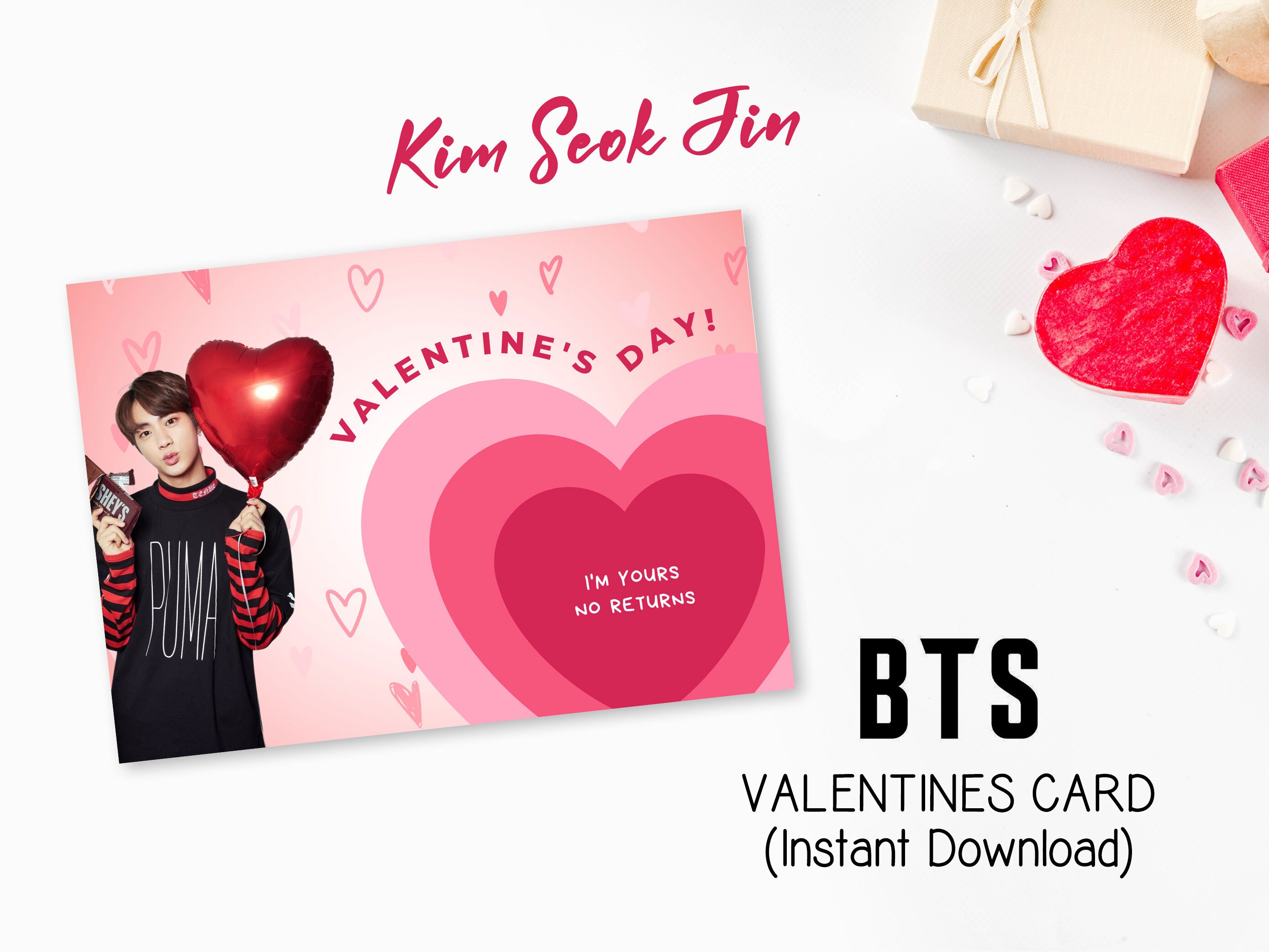 BTS Valentines Card BTS Digital Download BTS Print Kim - Etsy