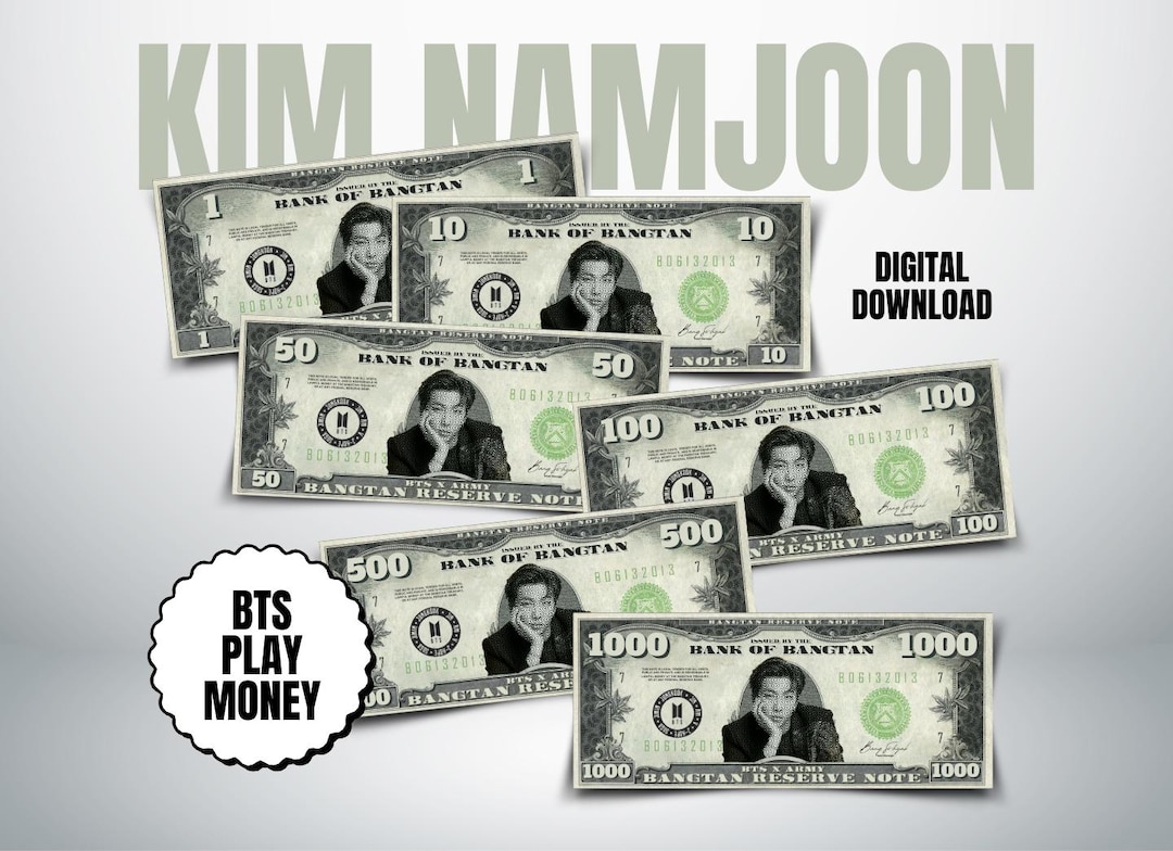 Printable Namjoon Bangtan Bucks Play Money | BTS Fan Play Cash | OT7 K ...