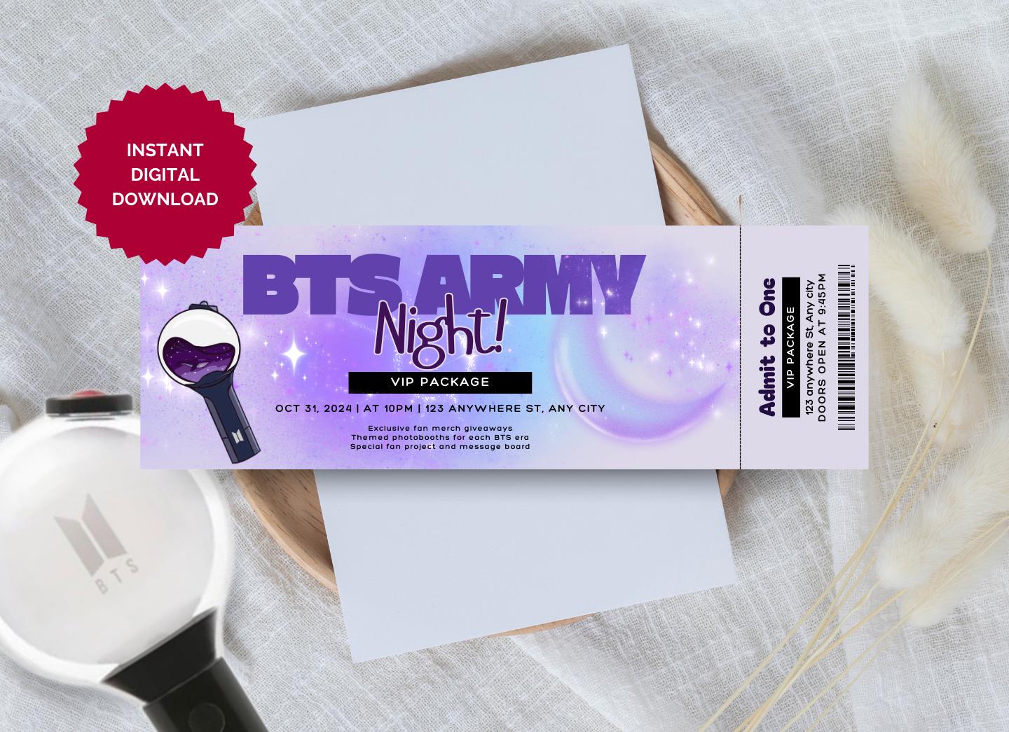 Editable BTS Event Ticket Template – Perfect for ARMY Fan Gatherings ...