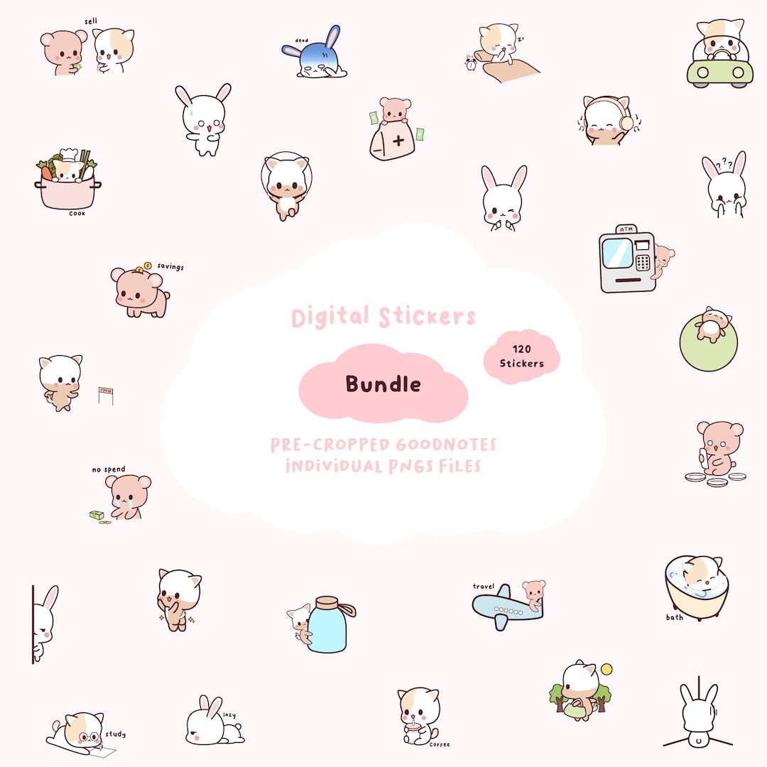 Cute Digital Sticker Bundle Digital Sticker Set Daily - Etsy