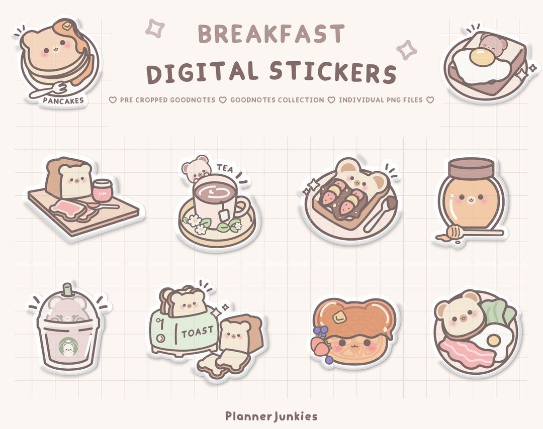 Cute Breakfast Digital Planner Stickers | Kawaii Digital Stickers ...