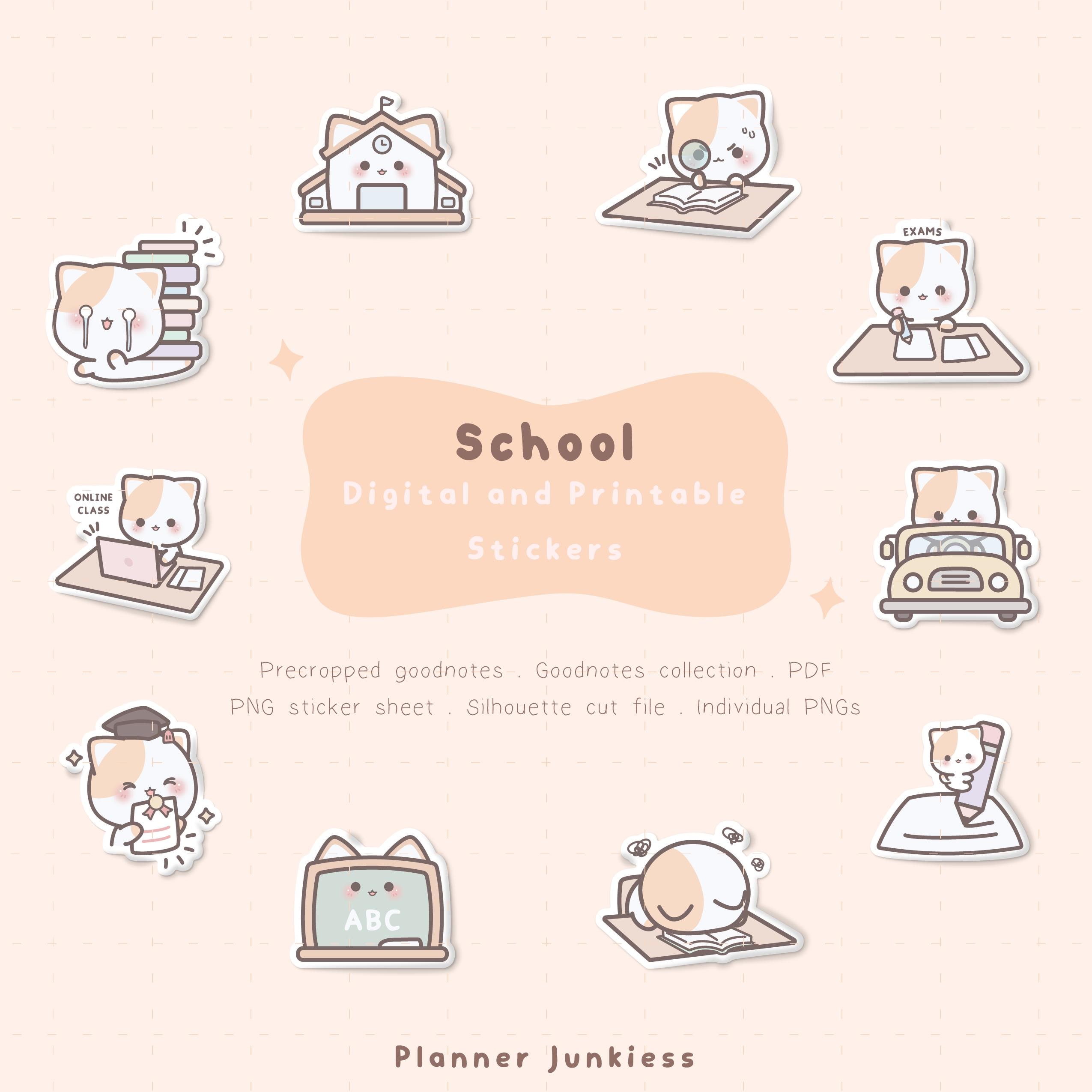 Kawaii School Stickers | Cute Digital Planner, Goodnotes (digital ...