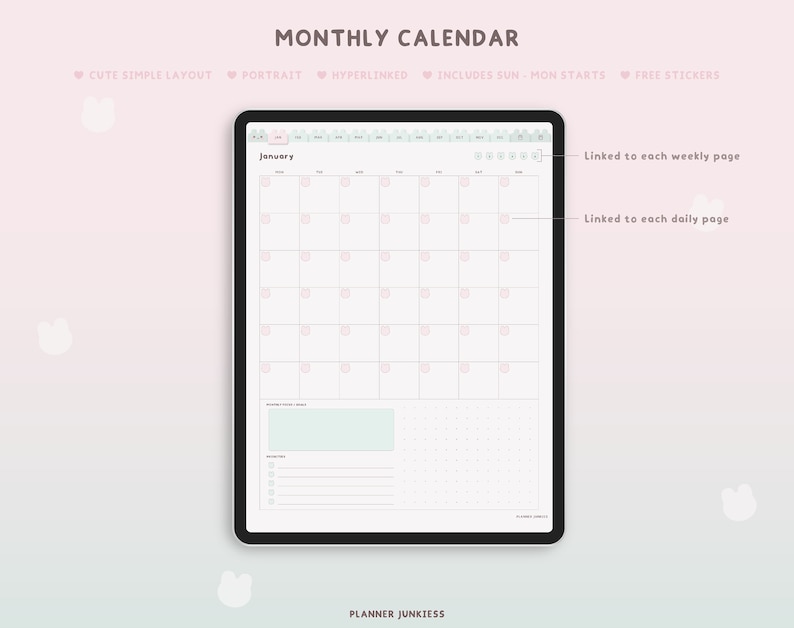 Cute Daily Digital Planner| Digital Undated Planner| Portrait Digital ...