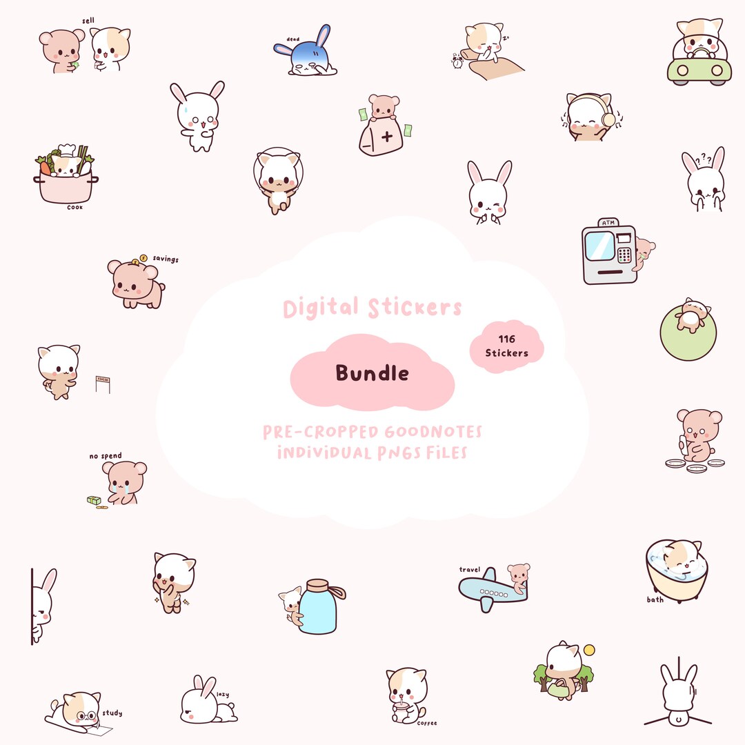 Cute Digital Sticker Bundle | Digital Sticker Set | Daily Life ...