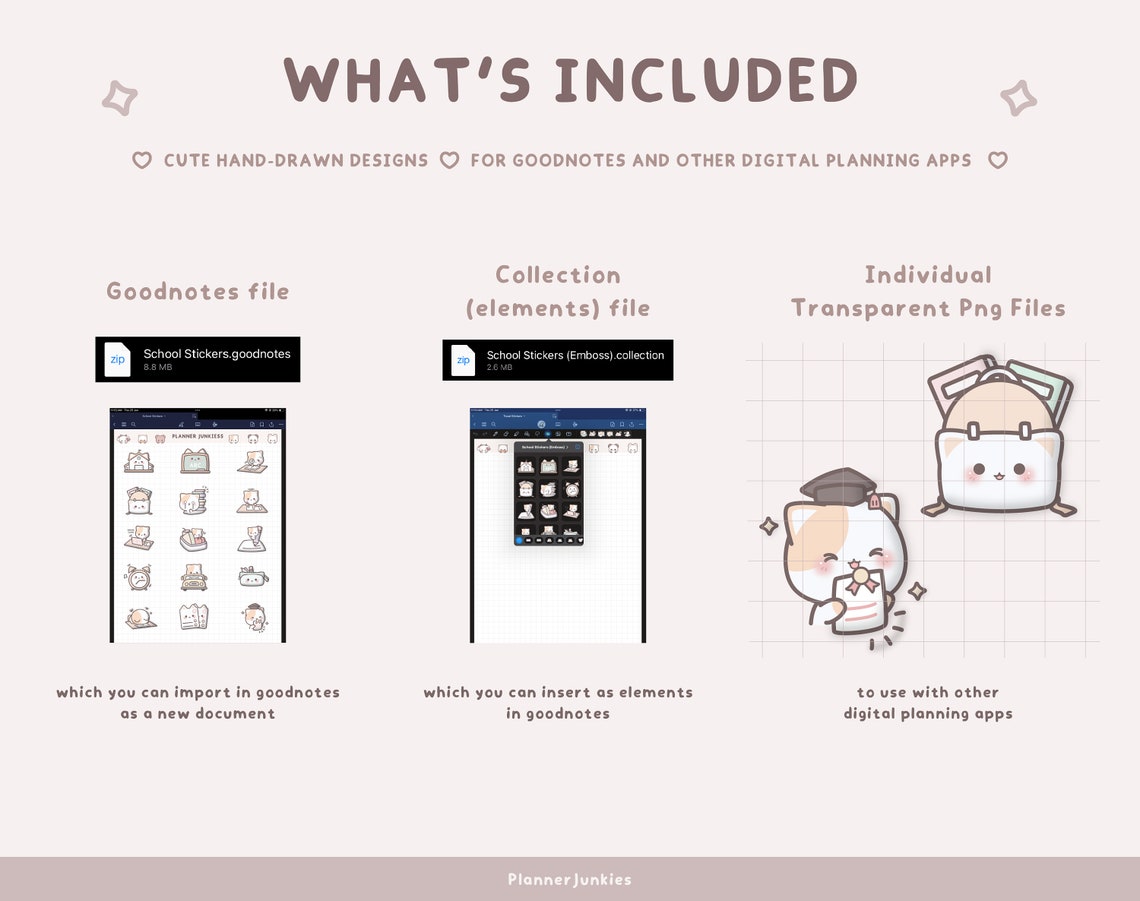 Cute School Digital Stickers Cute Digital Planner Stickers Cute Student ...