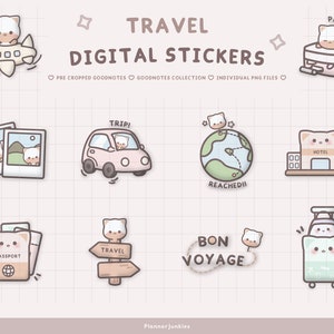 Cute Travel Digital Stickers Kawaii Travel Digital Planner Stickers ...