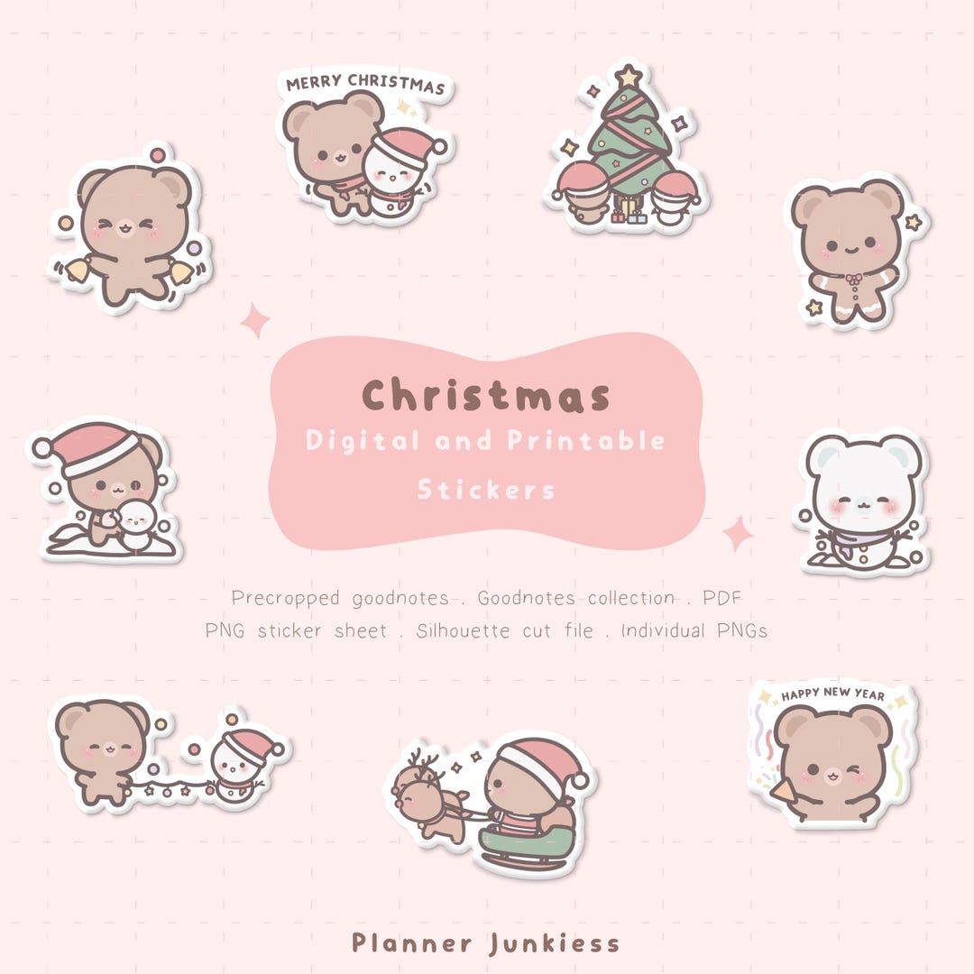 Cute Christmas Digital Stickers | Christmas Printable Stickers | Cute ...