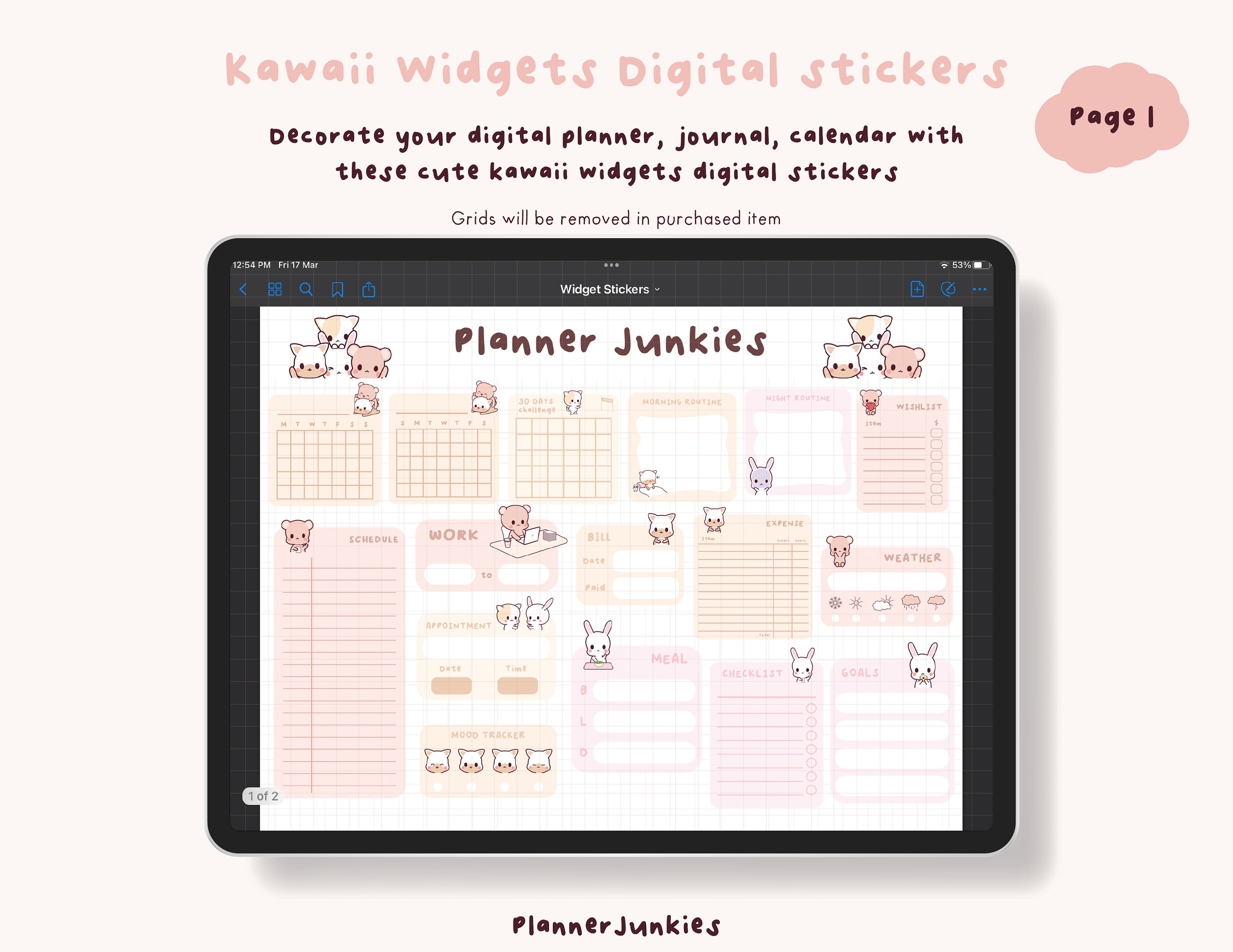 Kawaii Digital Widgets Cute Digital Sticky Notes Digital - Etsy