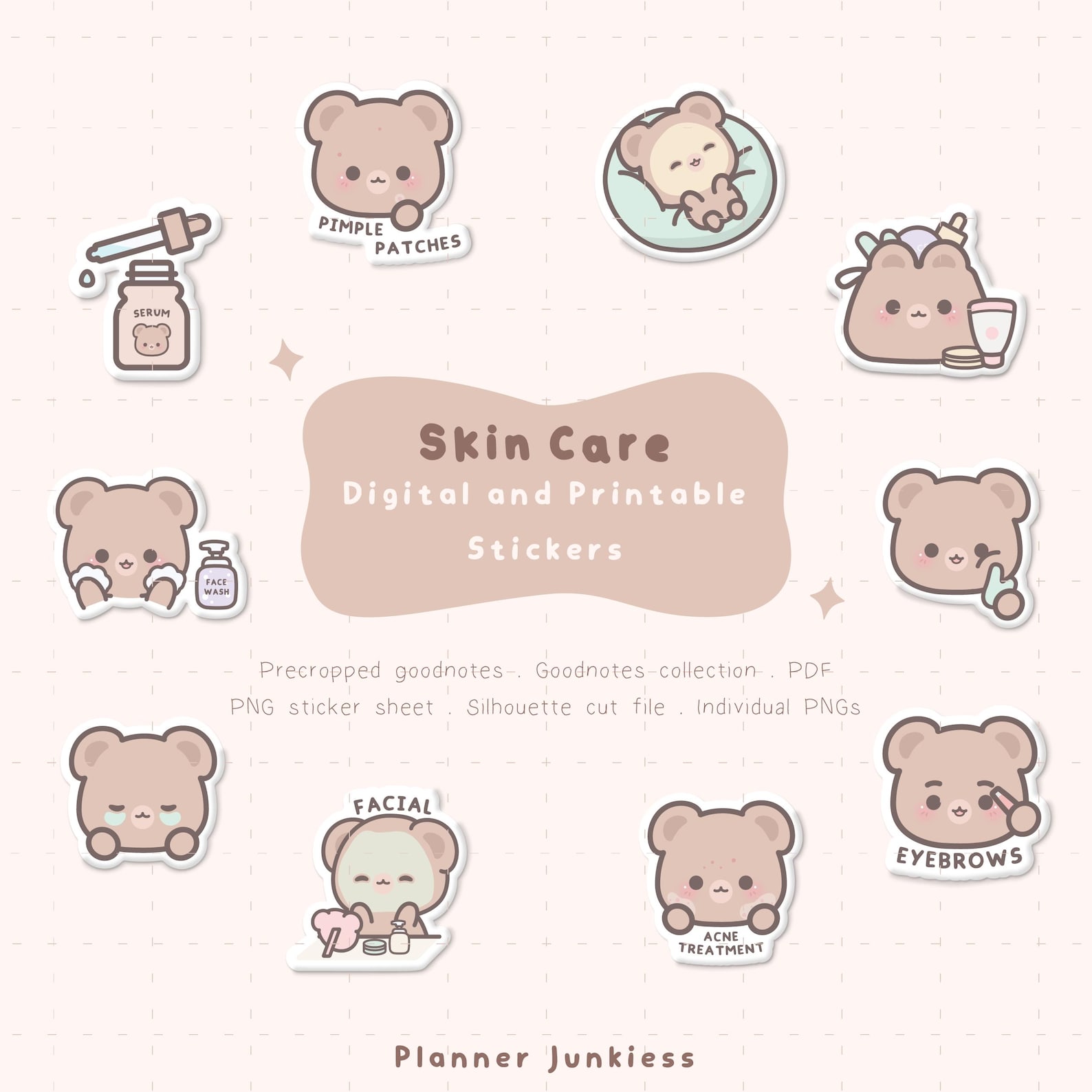 Cute Skin Care Digital Planner Stickers | Skin Care Printable Stickers ...