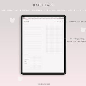 Cute Daily Digital Planner| Digital Undated Planner| Cute Portrait ...
