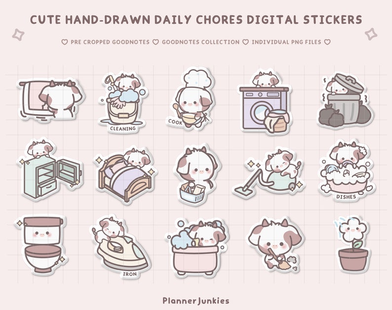 Cute Daily Chores Digital Planner Stickers Cute Chores Goodnotes ...