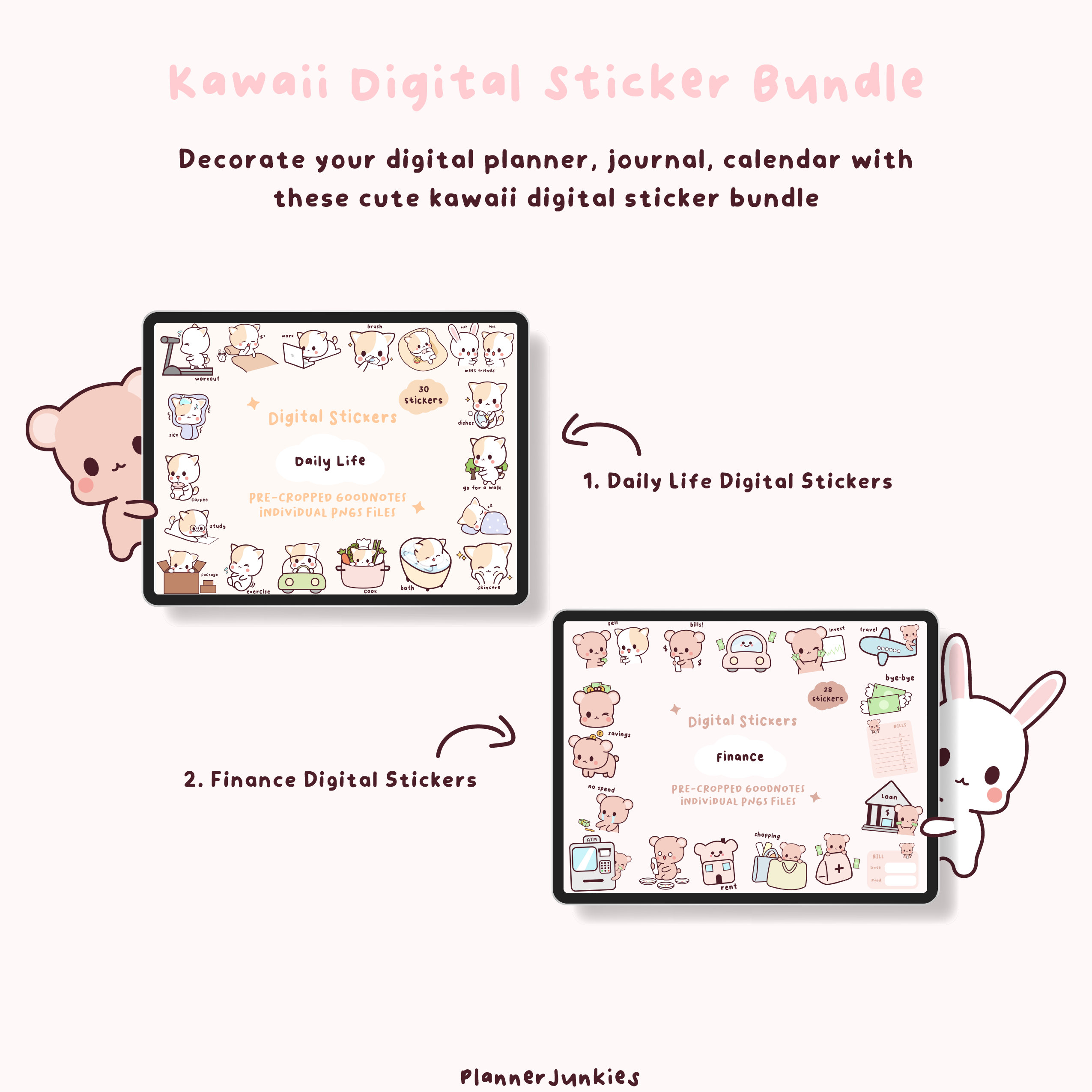 Cute Digital Sticker Bundle Digital Sticker Set Daily Life, Everyday ...