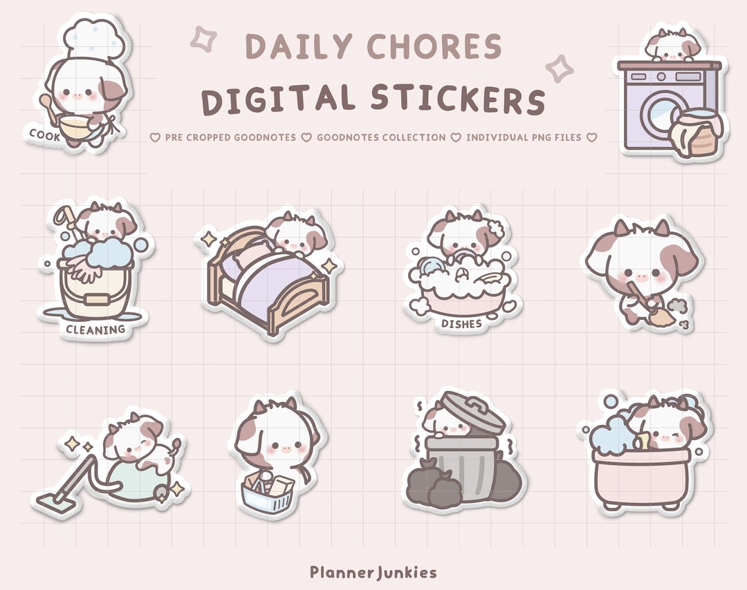 Cute Daily Chores Digital Planner Stickers | Cute Chores Goodnotes ...