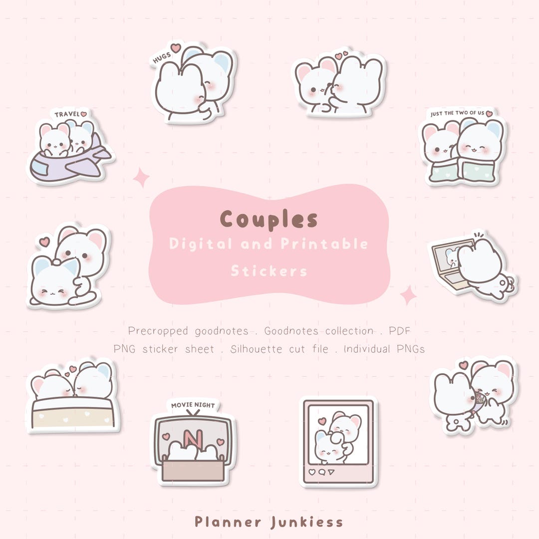 Kawaii Couples Planner Stickers | Love, Relationship (digital ...
