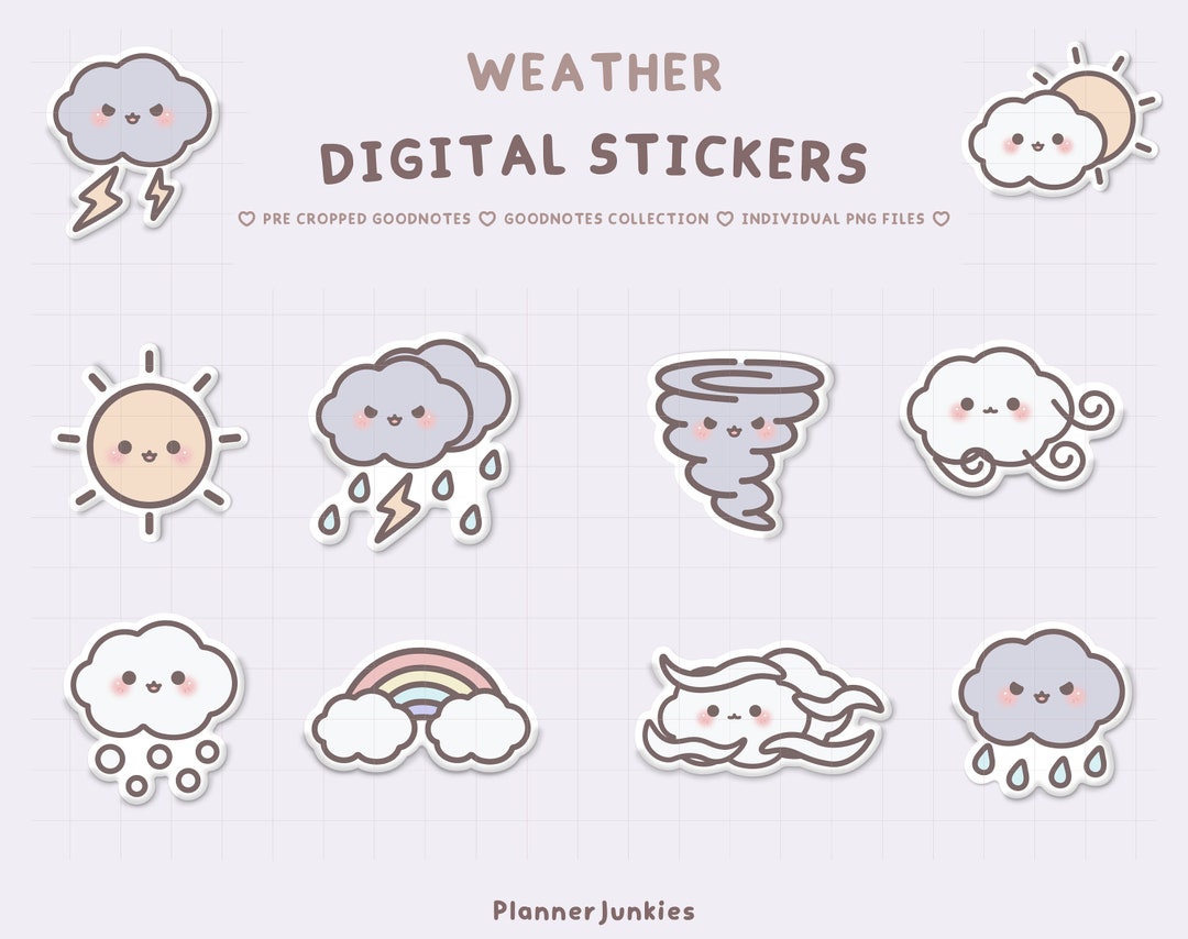 Cute Weather Digital Planner Stickers| Cute Weather Goodnotes Stickers ...