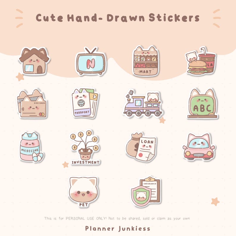 Cute Expenses Stickers| Expenses Printable Stickers| Cute Budget ...