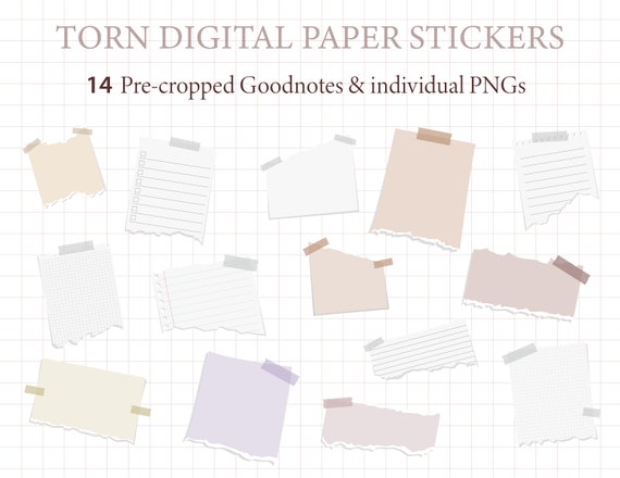 Torn Paper Stickers Minimal Digital Paper Torn Sticky Note - Etsy