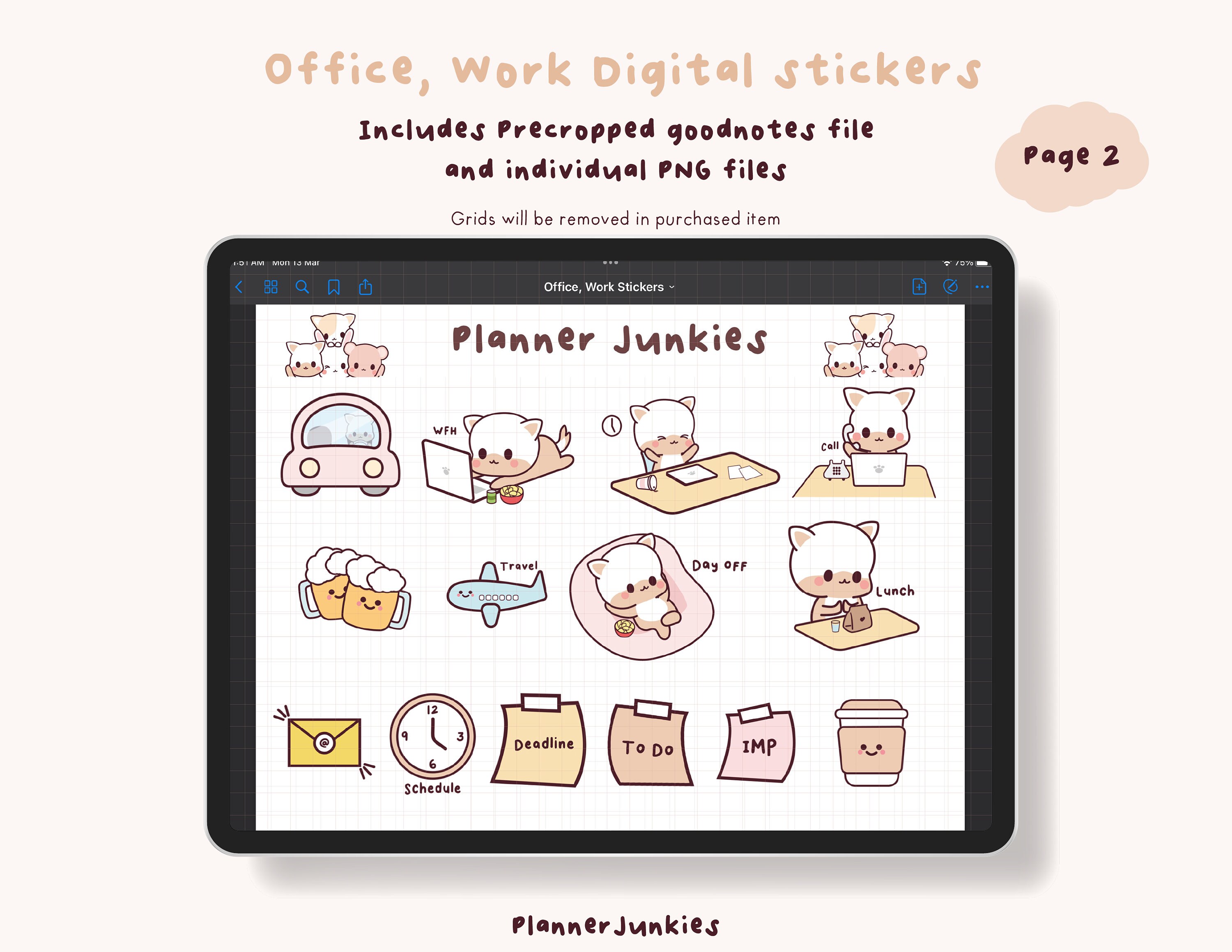 Kawaii Office Digital Stickers Work Digital Planner Stickers - Etsy ...