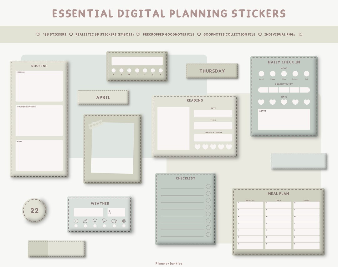 Essential Digital Planning Stickers | Digital Planner Widgets | Digital ...