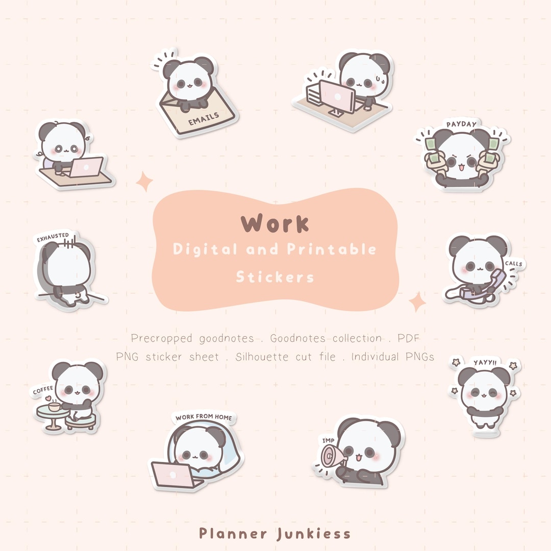 Cute Work Digital Planner Stickers | Kawaii Work Printable Stickers ...