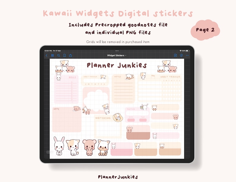 Kawaii Digital Widgets Cute Digital Sticky Notes Digital - Etsy