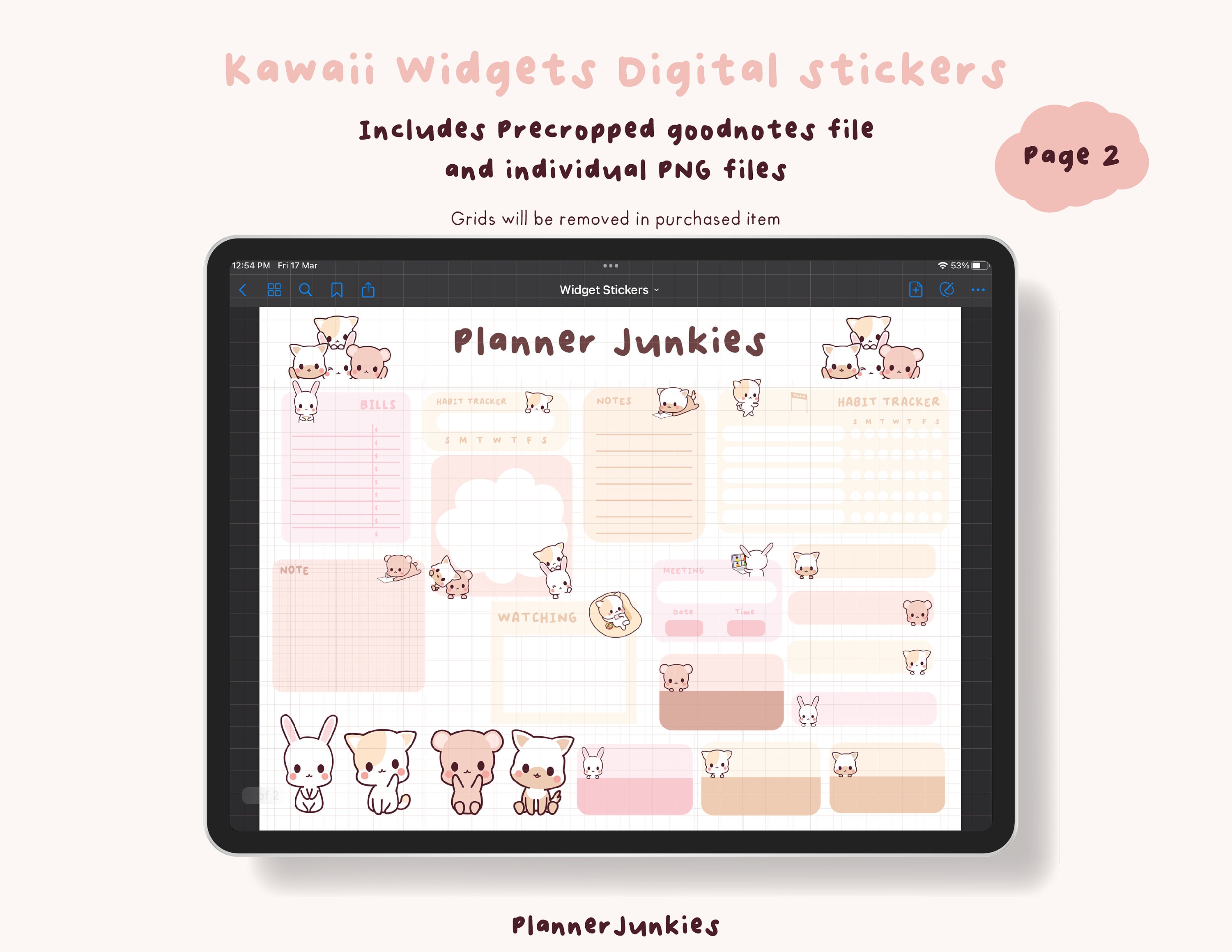 Kawaii Digital Widgets Cute Digital Sticky Notes Digital - Etsy