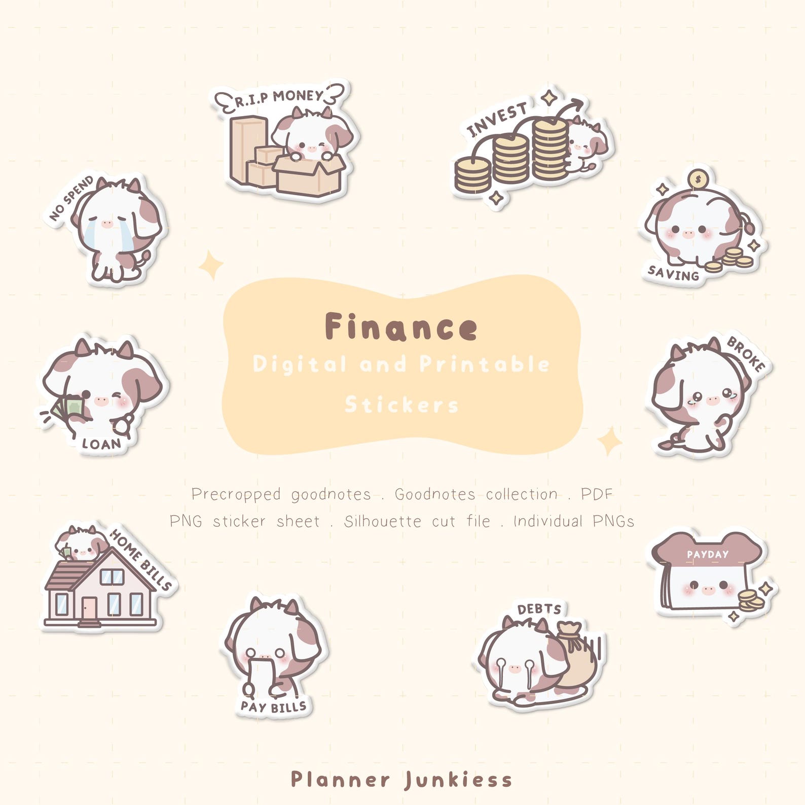Cute Finance Digital Planner Stickers | Cute Budget Printable Stickers ...