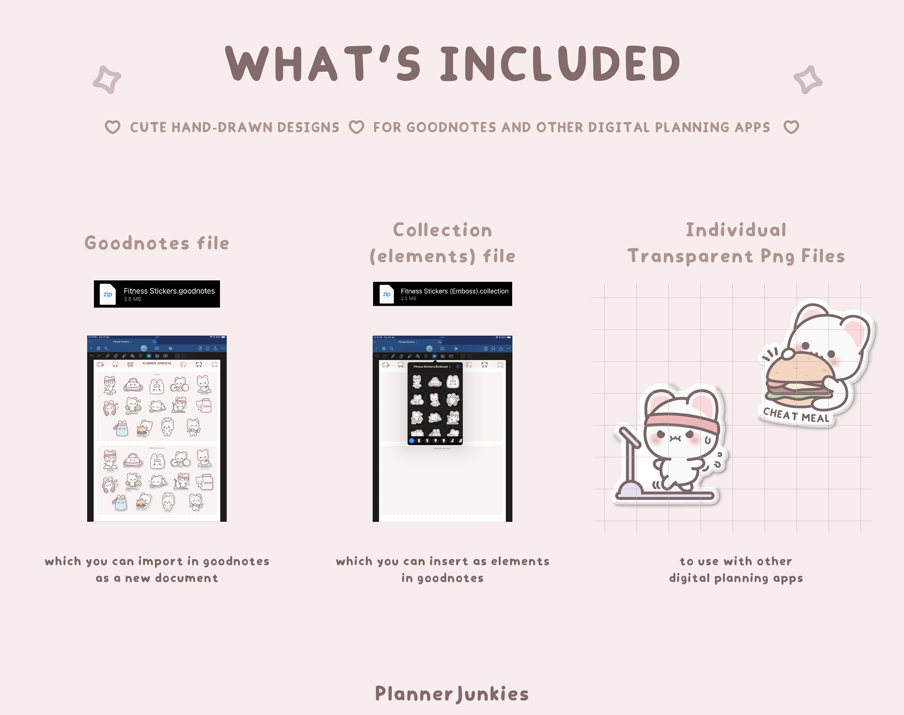 Cute Fitness Digital Planner Stickers Cute Workout Goodnotes Stickers ...