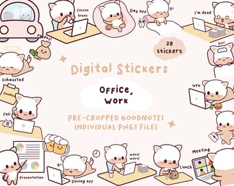 Kawaii Dog Digital Planner Stickers | Work From Home (goodnotes File ...
