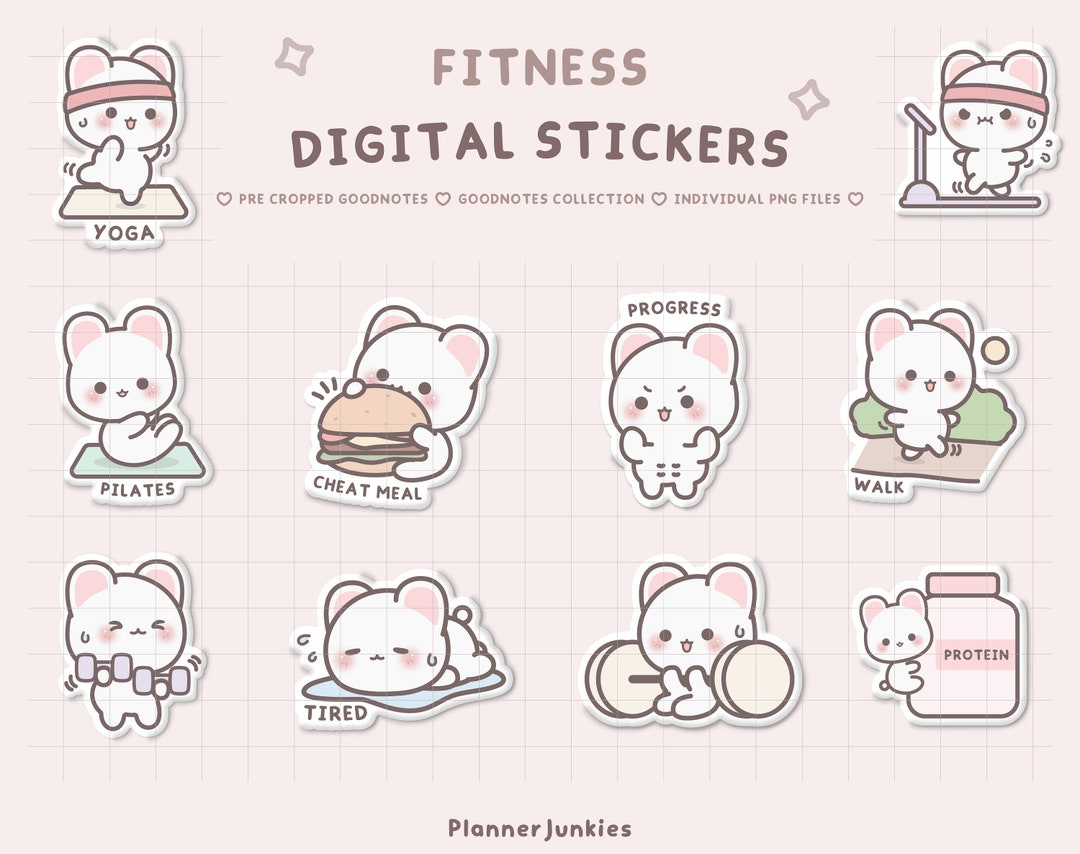 Cute Fitness Digital Planner Stickers | Cute Workout Goodnotes Stickers ...