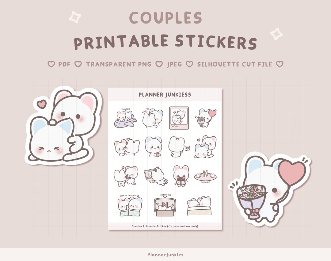 Cute Couples Printable Planner Stickers | Cute Valentines Printable ...