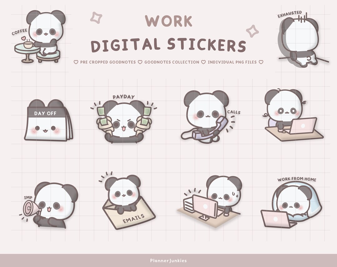 Cute Work Digital Planner Stickers | Kawaii Work Goodnotes Stickers ...