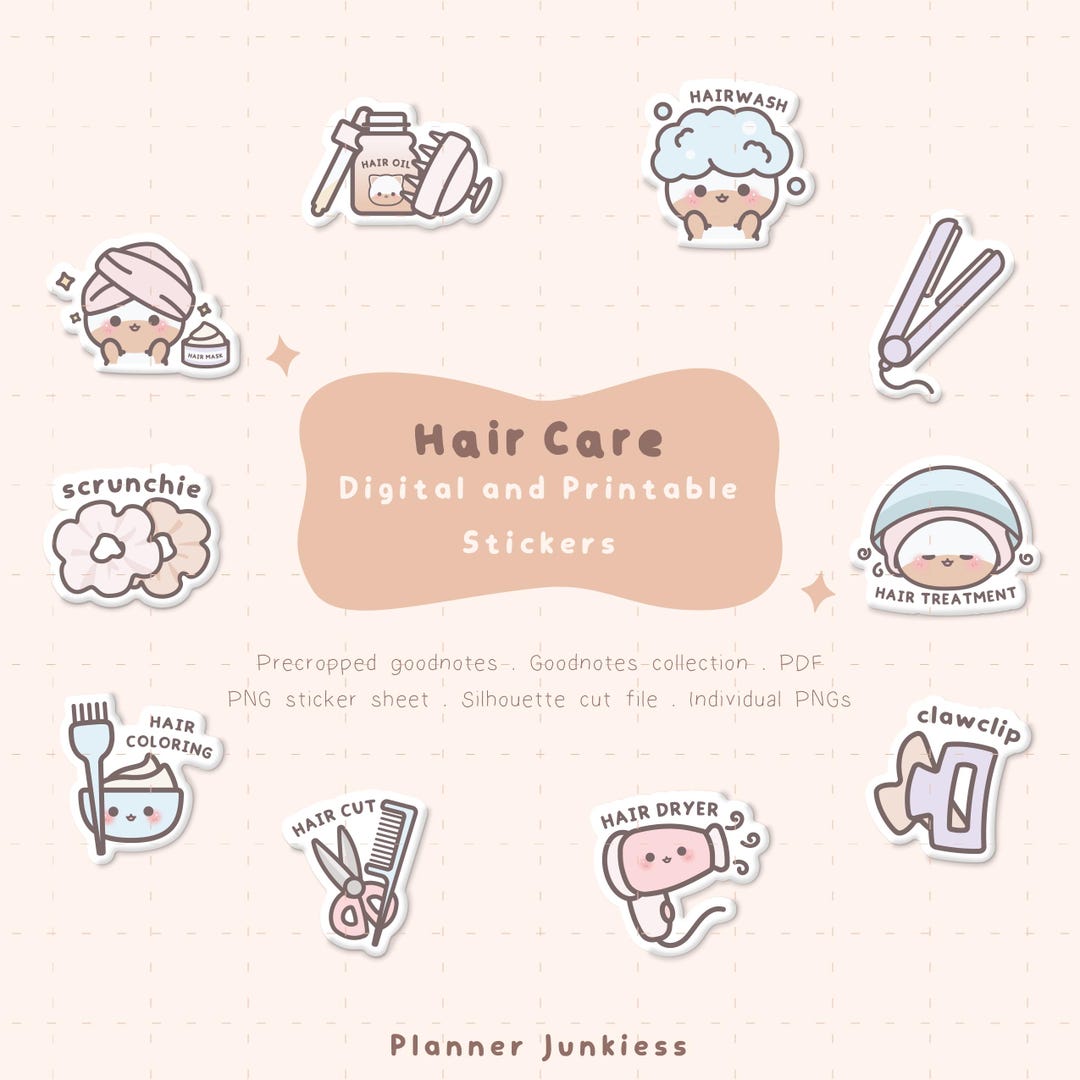 Cute Hair Care Digital Planner Stickers | Cute Hair Care Printable ...