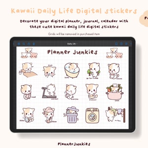 Kawaii Daily Life Digital Planner Stickers | Everyday Digital Stickers ...