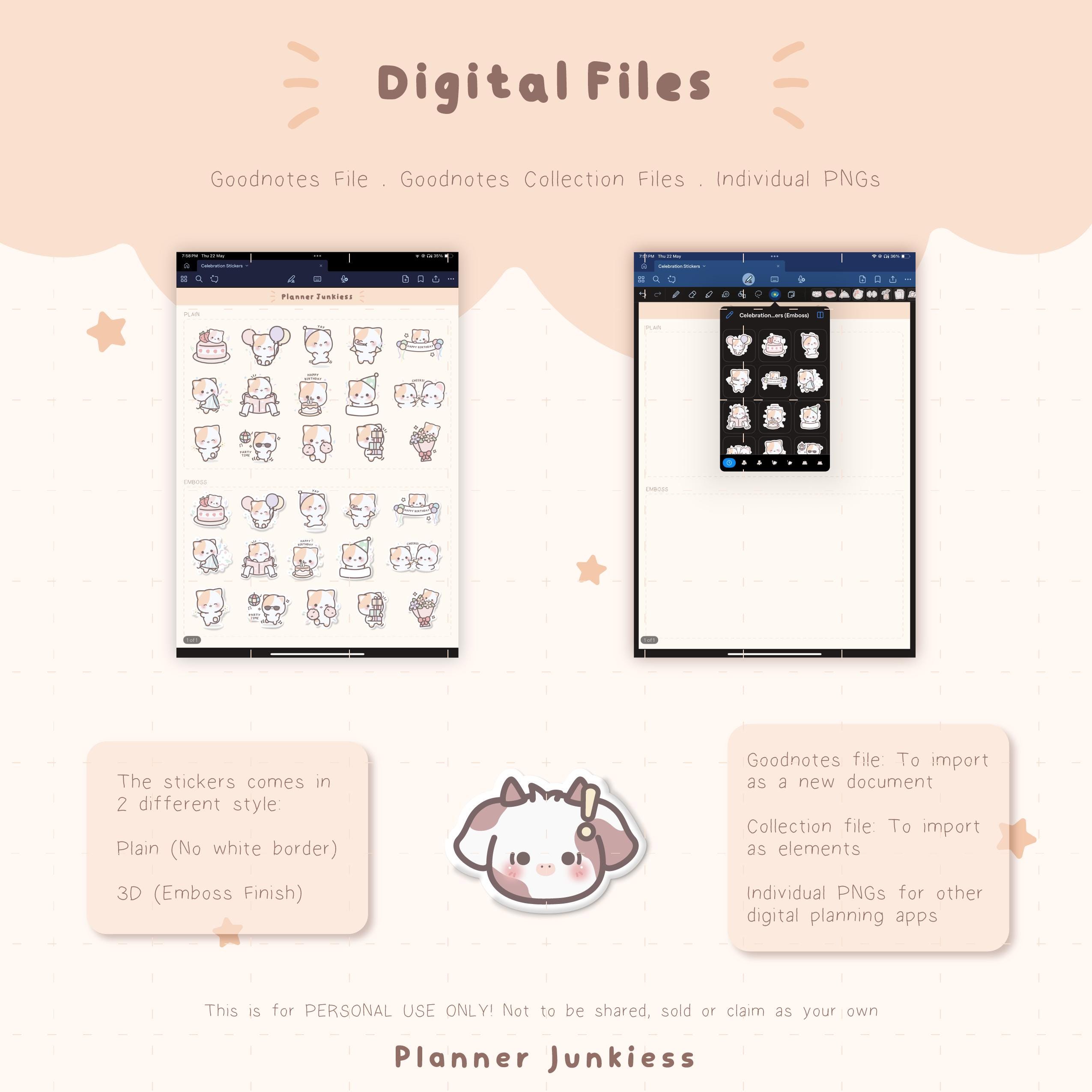 Cute Cow Mood Digital Planner Stickers | Cow Emotes Printable Stickers ...