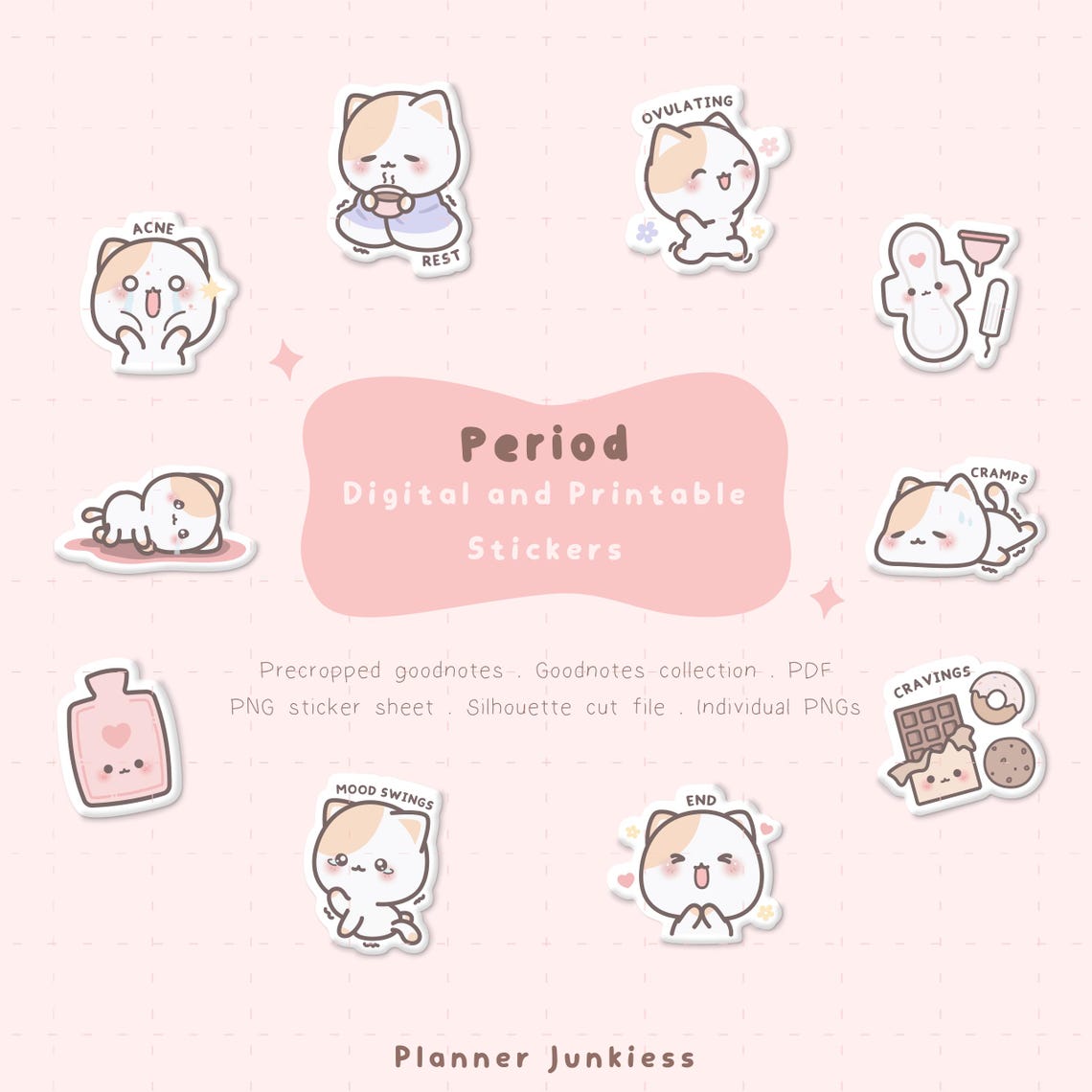 Cute Period Tracker Digital Planner Stickers | Cute Period Printable ...