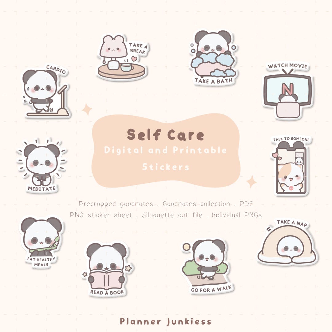 Cute Self Care Digital Stickers| Cute Mental Health Printable Stickers ...