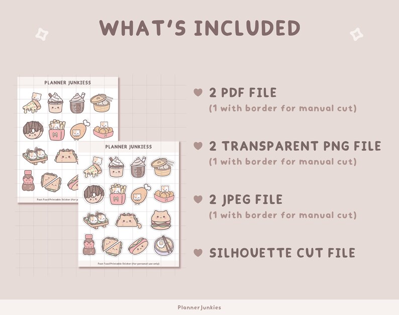 Cute Fast Food Printable Planner Stickers Kawaii Printable Stickers ...