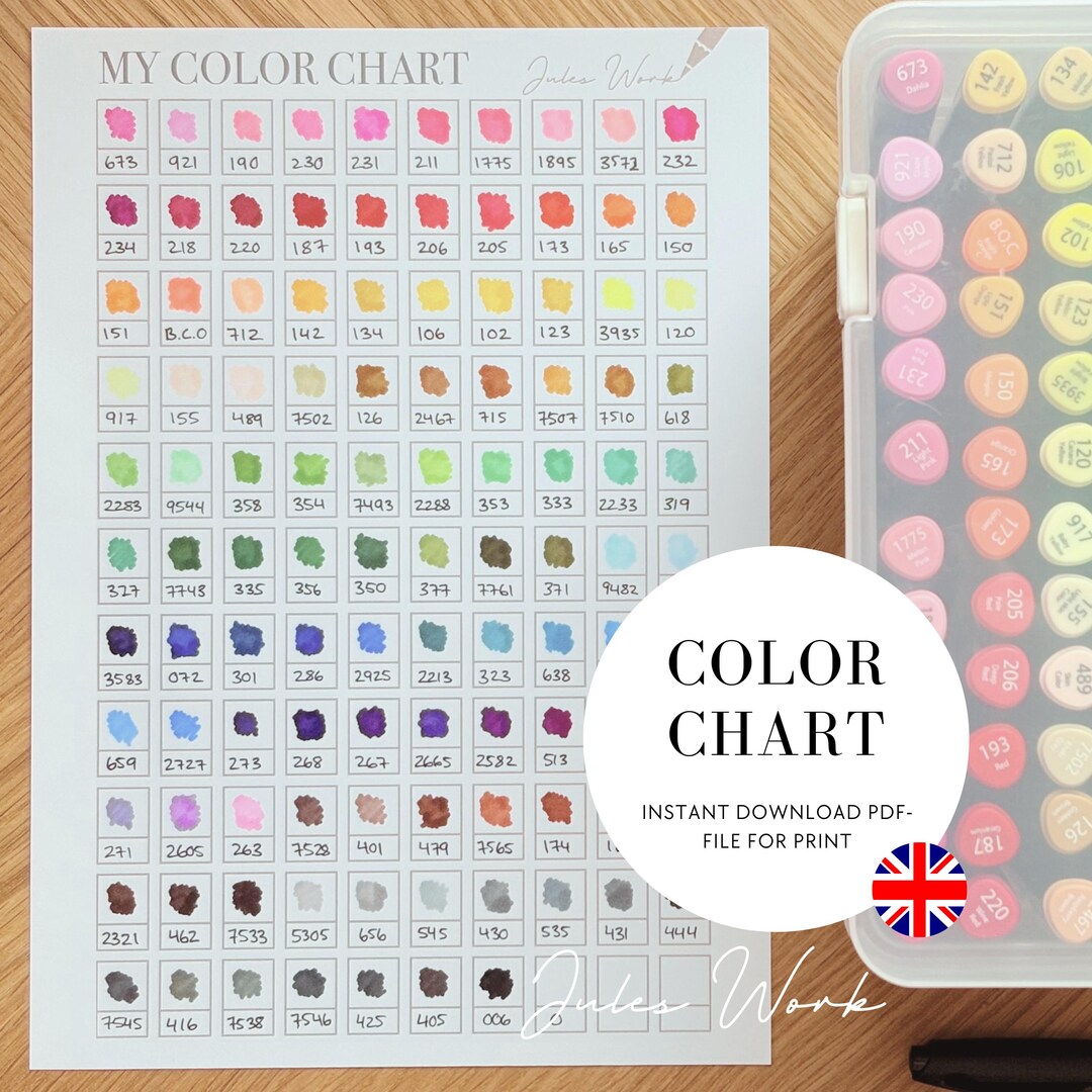 Color Chart - (ENGLISH) - Etsy UK